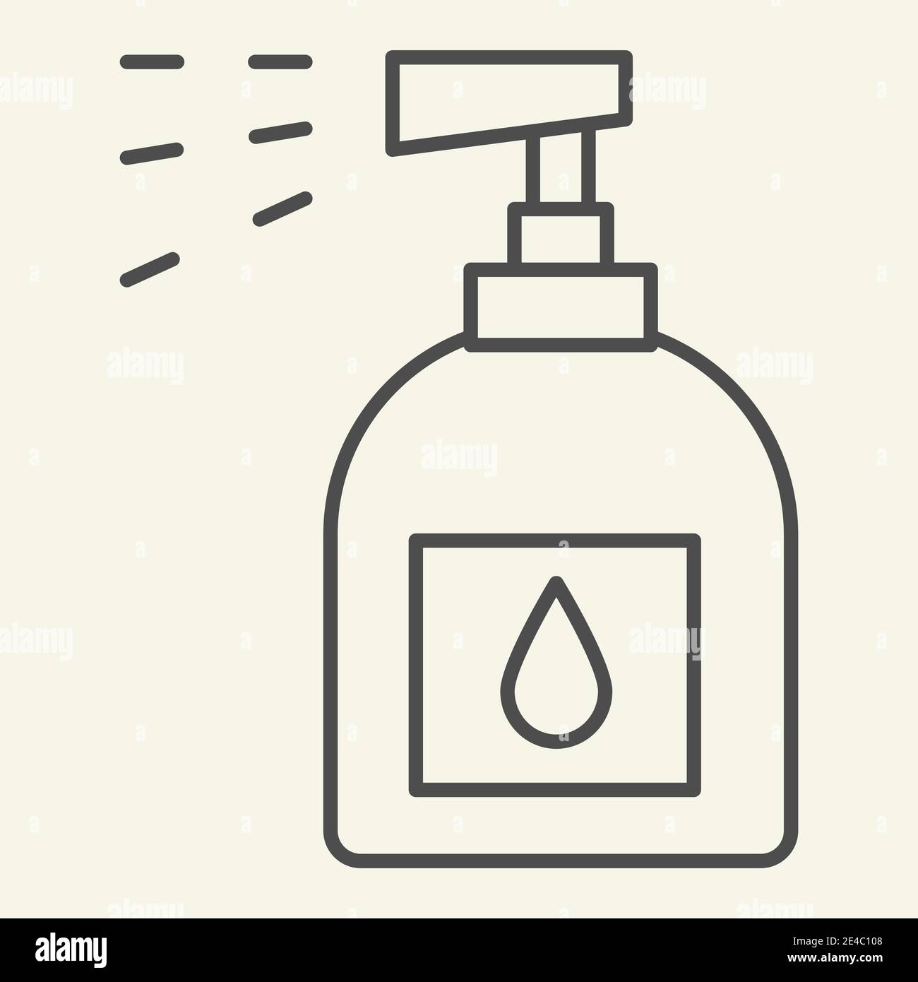 Household chemicals thin line icon. Spray bottle symbol, outline style ...