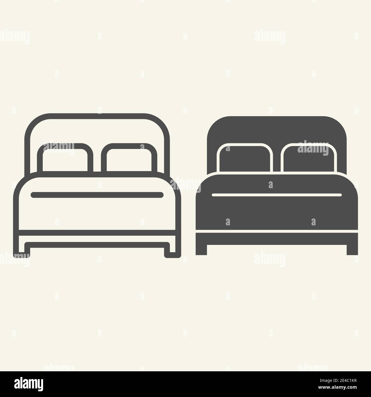 Double bed line and solid icon. Hotel bedroom symbol, outline style ...
