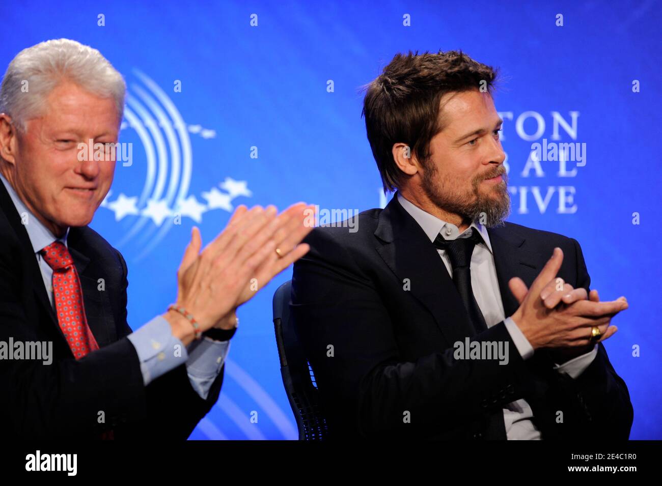 Actor Brad Pitt and President Bill Clinton attend the Clinton Global ...