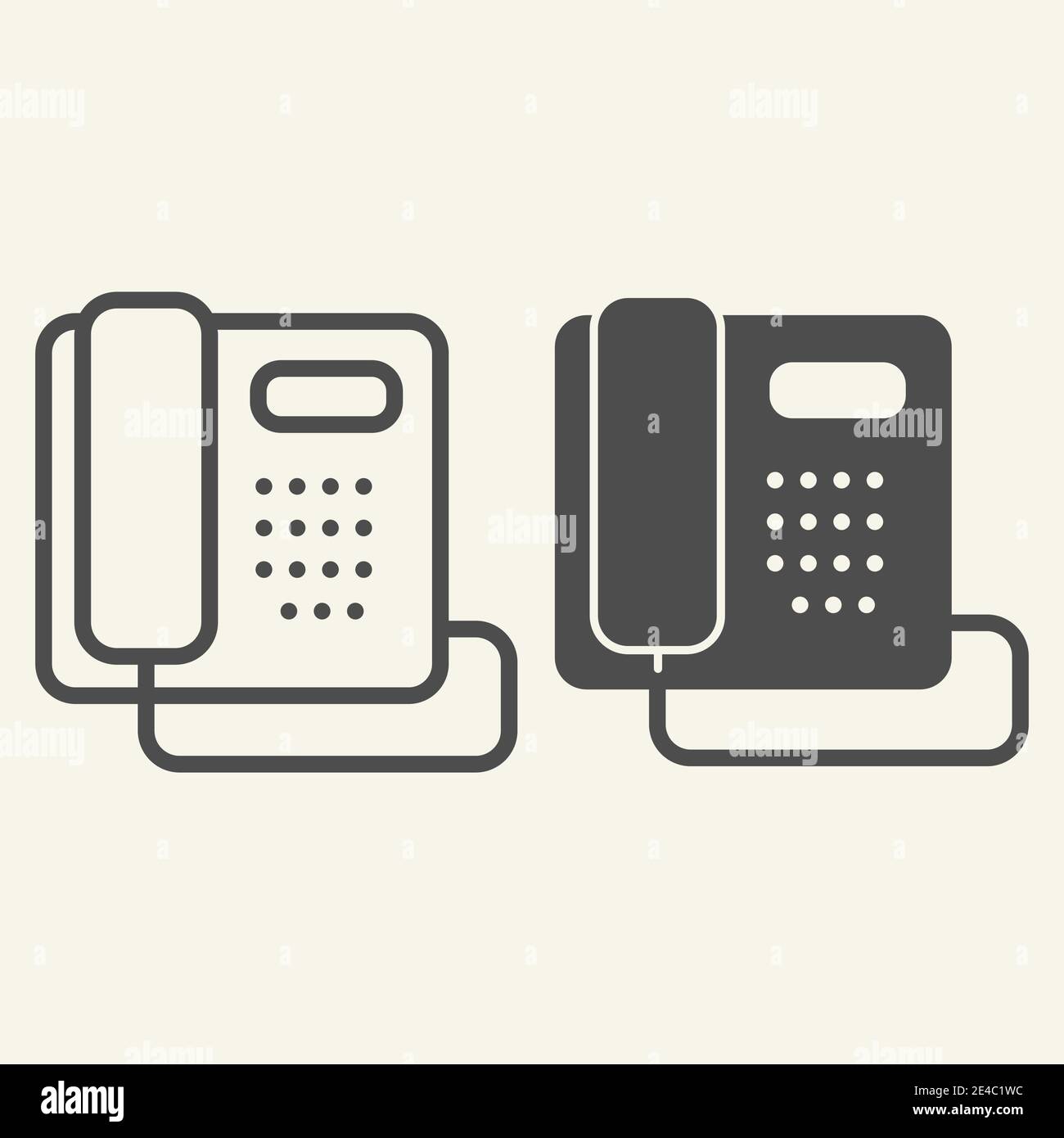 Phone line and solid icon. Hotel or office retro telephone symbol ...