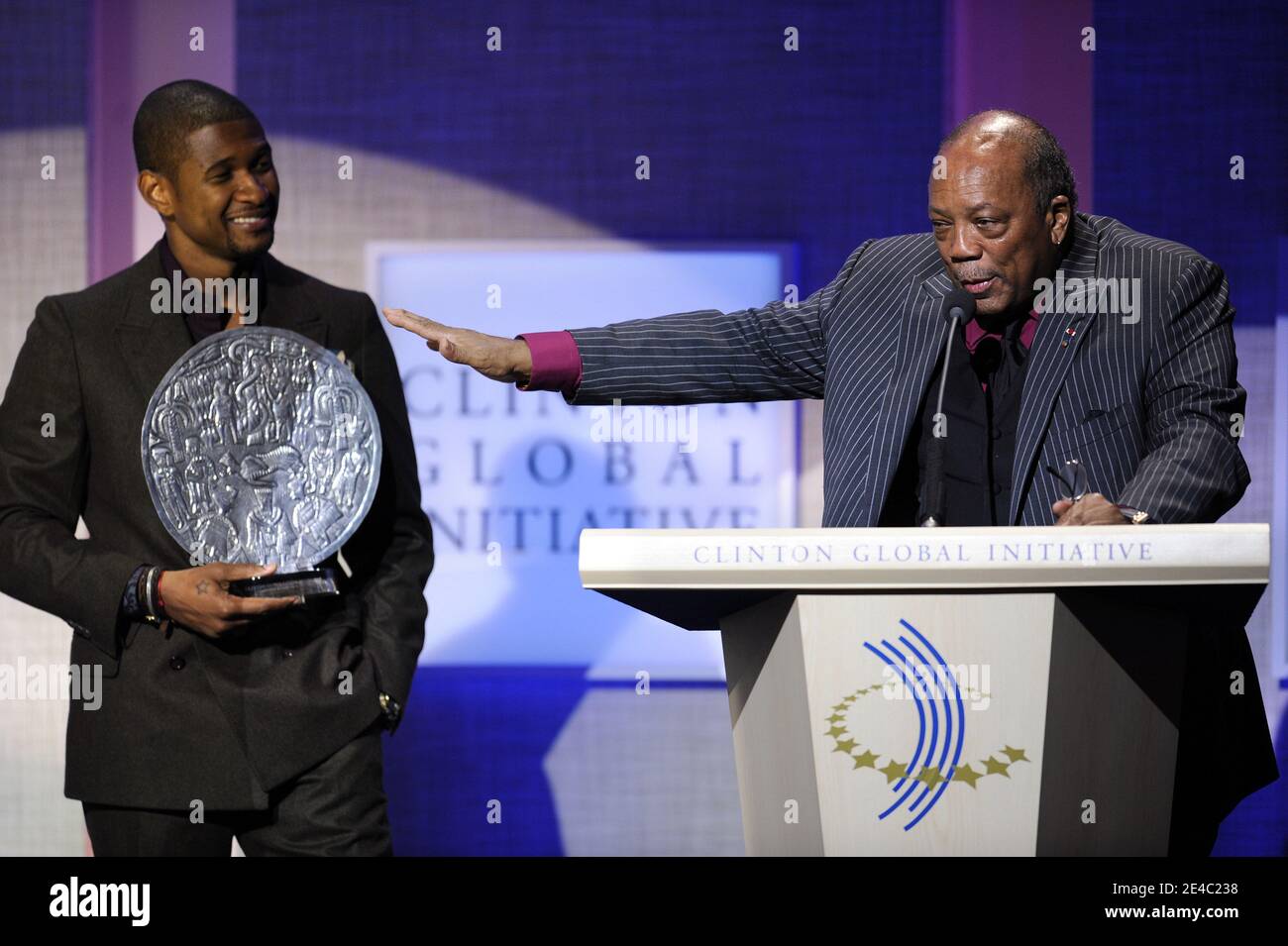 Usher and Quincy Jones attends the Clinton Global Citizen Awards ...