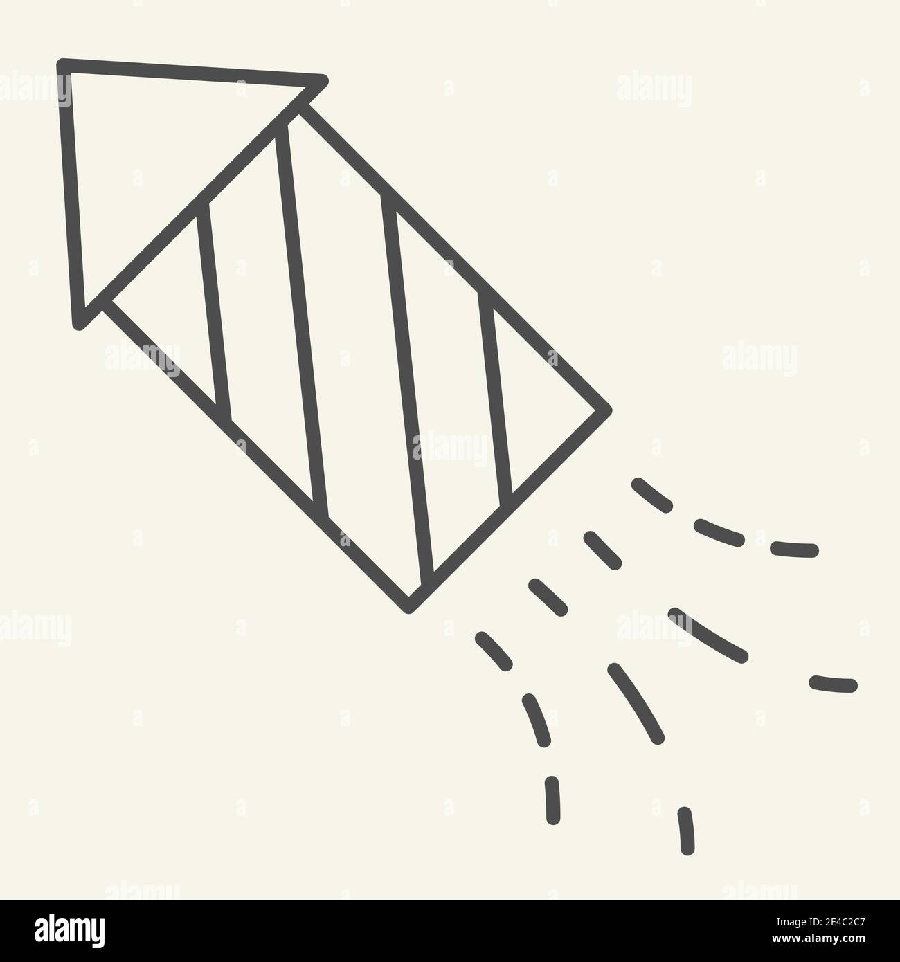 Firecracker rocket thin line icon. Xmas firework rocket outline style ...