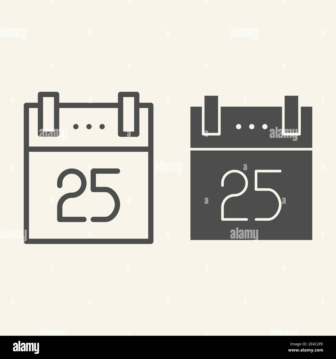 Christmas calendar line and solid icon. Twenty fifth of December ...