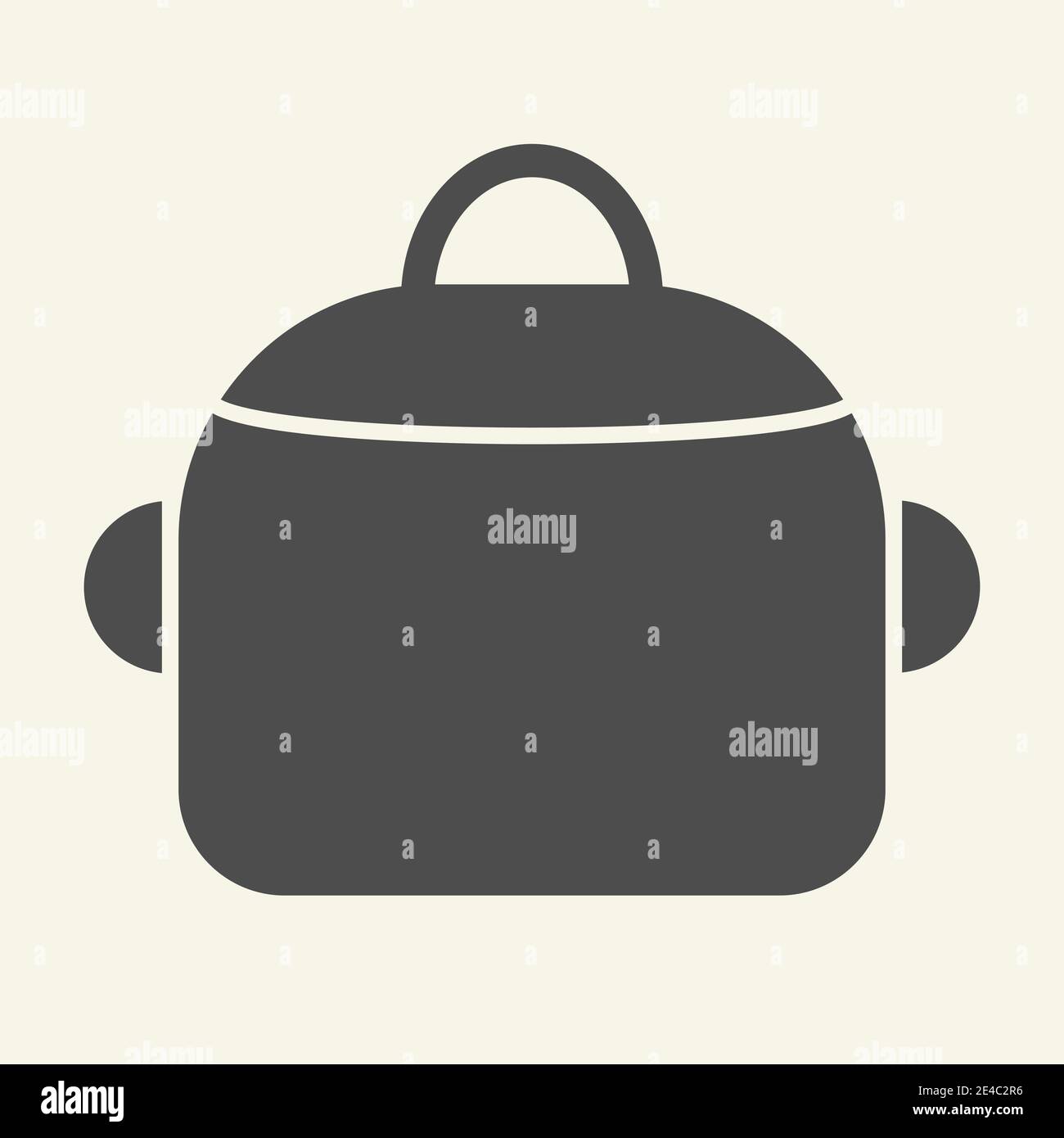 Pan solid icon. Steel saucepan symbol, glyph style pictogram on beige ...