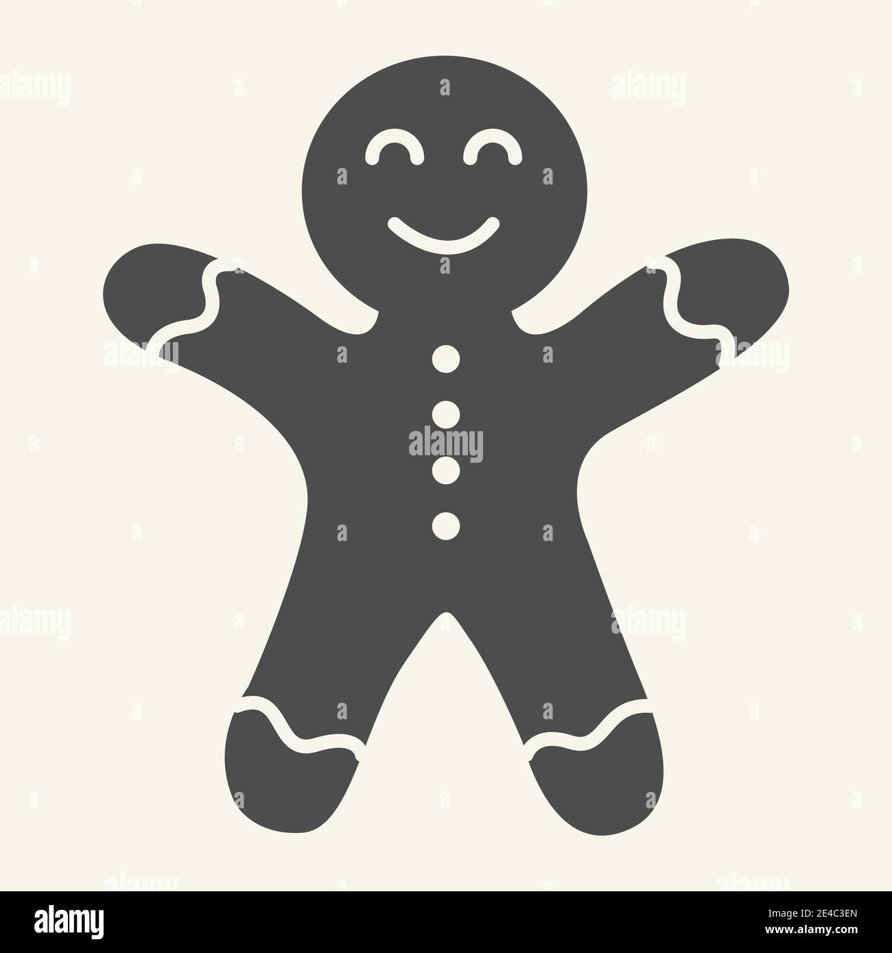 Gingerbread man solid icon. Biscuit Man glyph style pictogram on white ...