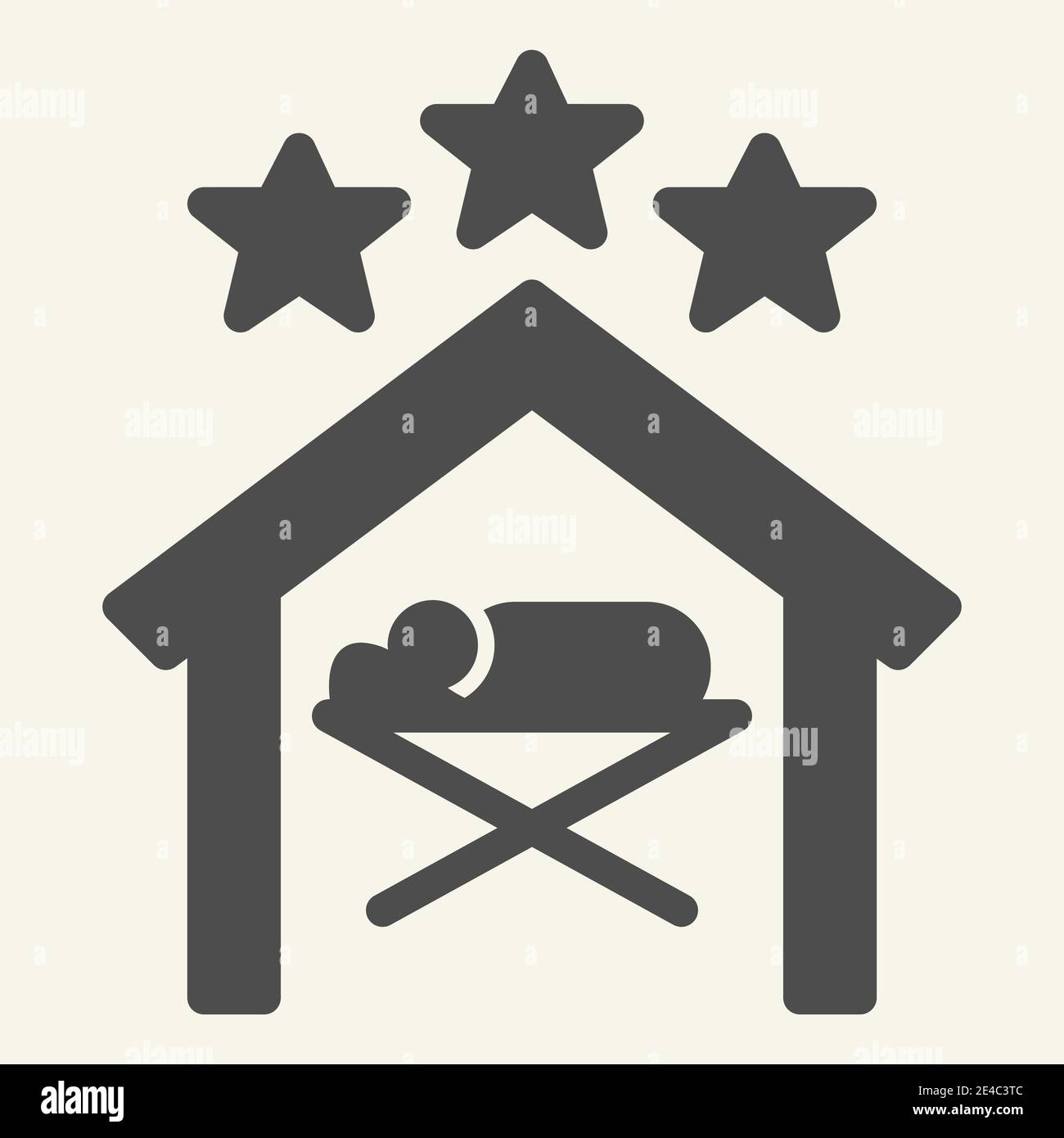 Christmas scene solid icon. Birth of Christ holy night glyph style ...