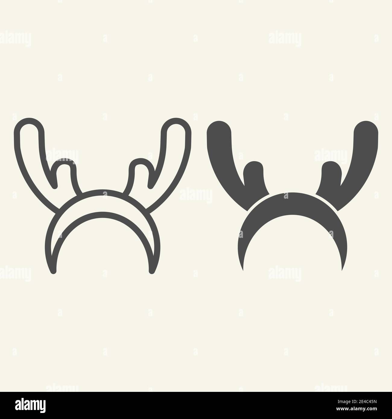 Deer horns cloth line and solid icon. Reindeer mask outline style ...