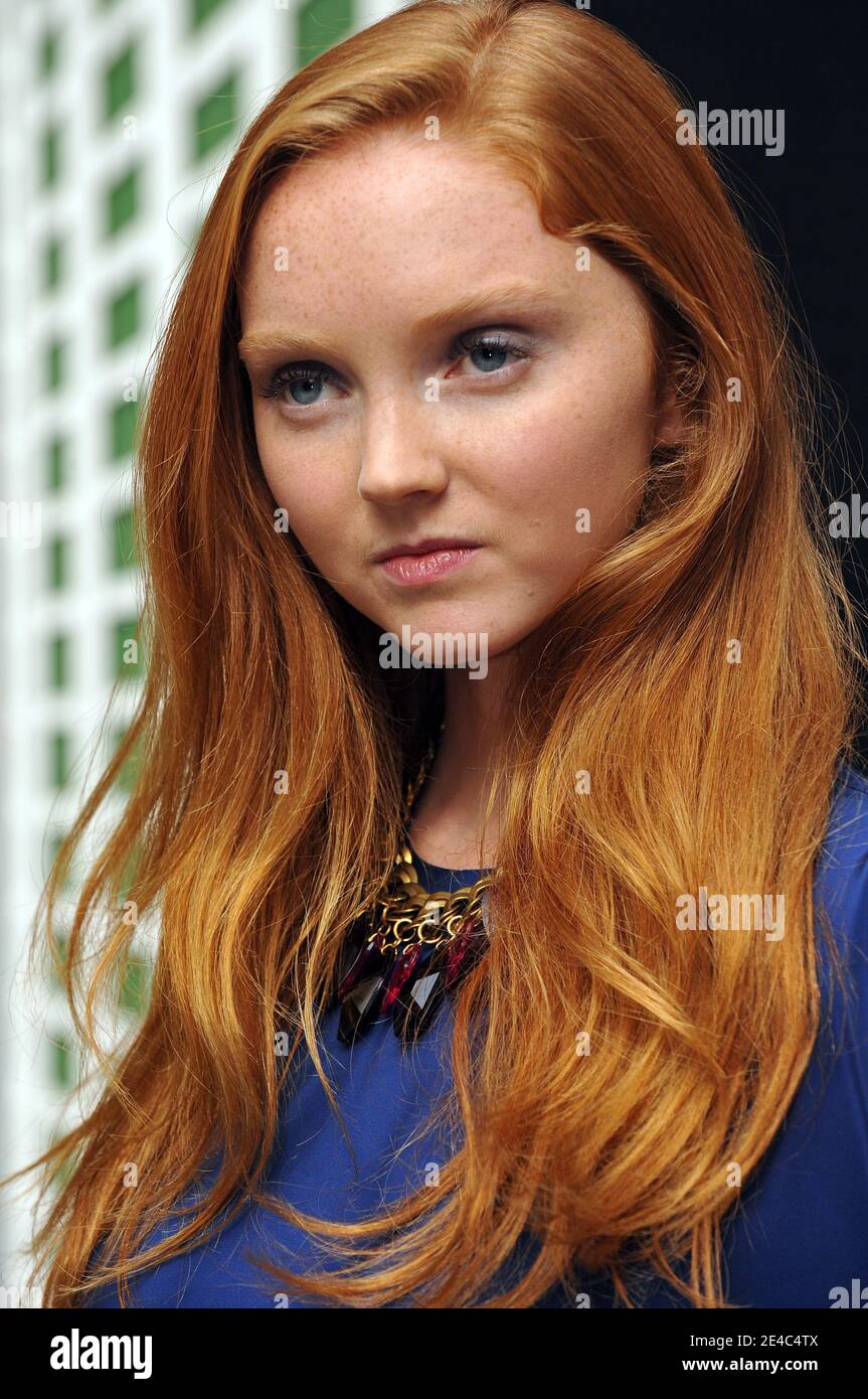 Model and actress Lily Cole posing at a photocall to promote Terry ...