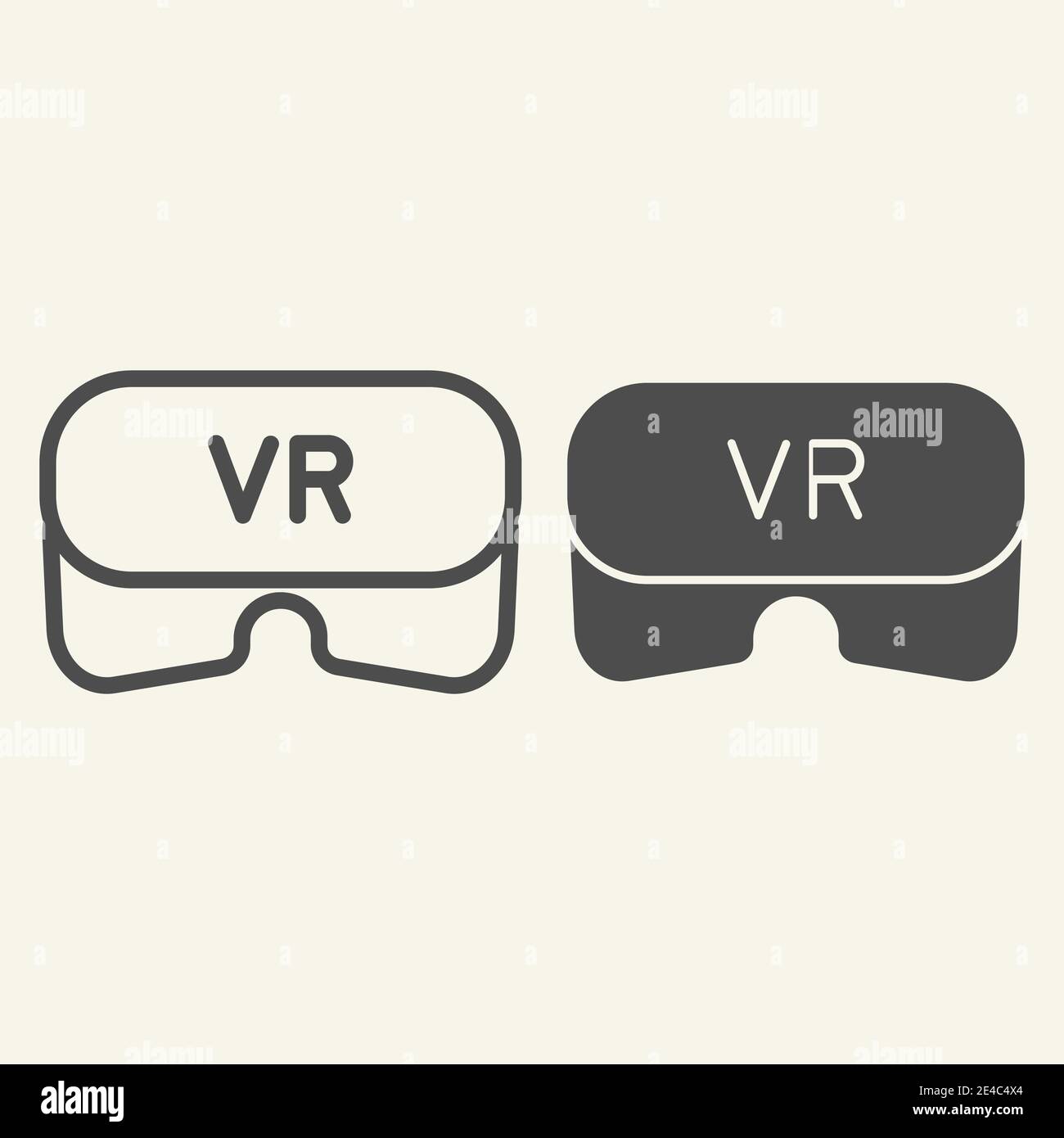 Virtual reality helmet line and glyph icon. VR glasses vector ...