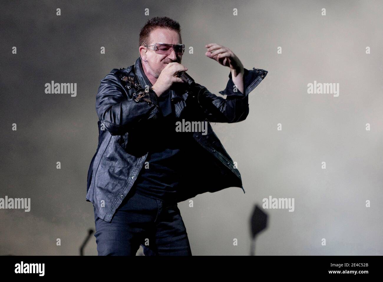 Irish rock band U2, singer Bono performs at Stade Charles Ehrmann in ...