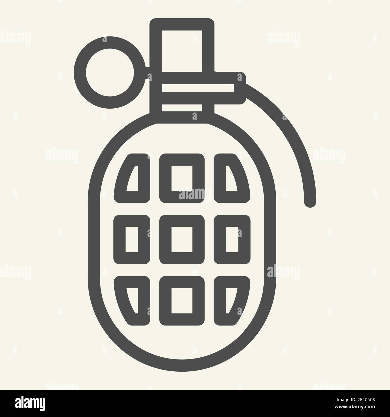 Grenade line icon. Fragmentation grenade vector illustration isolated ...