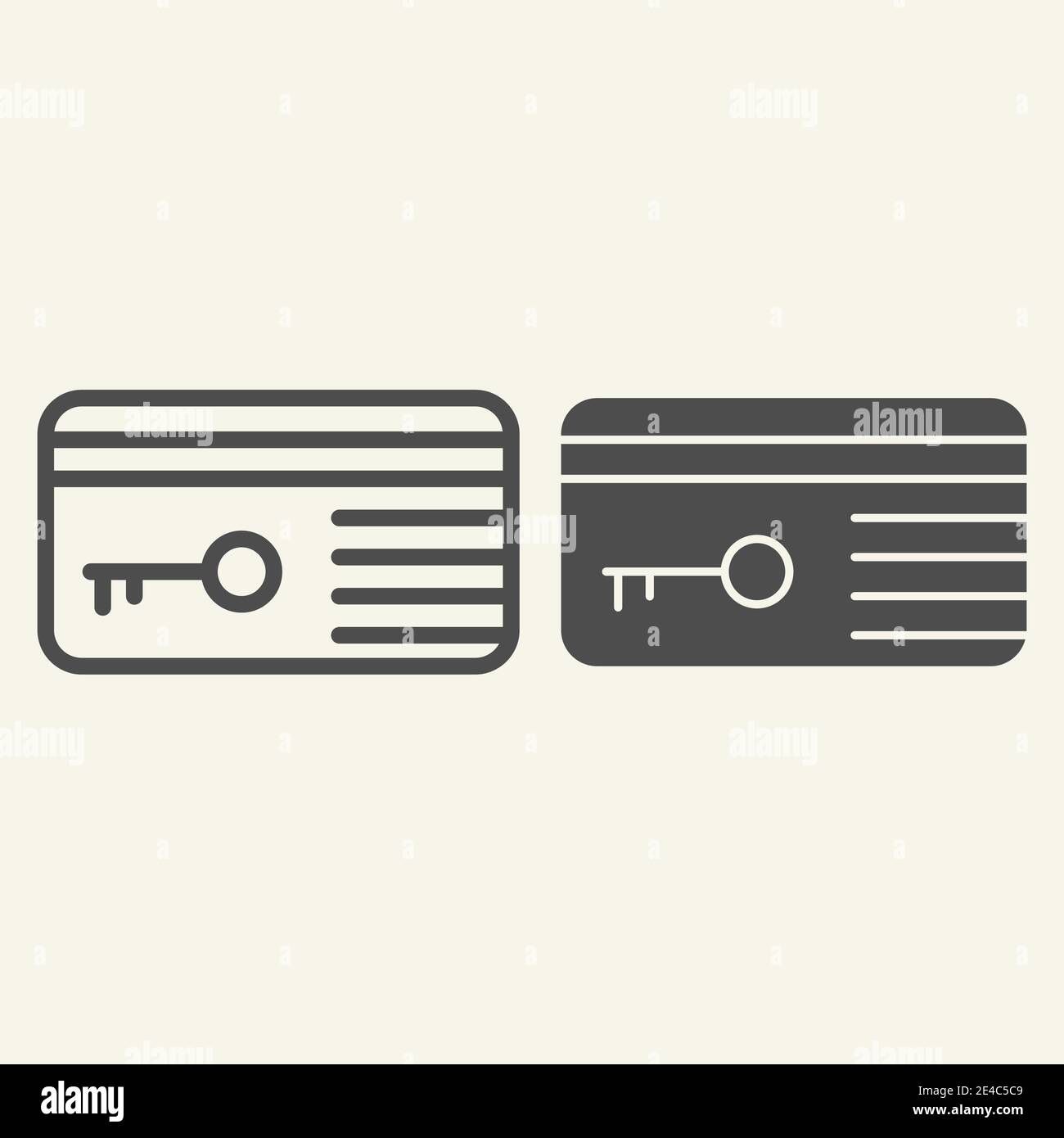 Key card line and solid icon. Hotel electronic room keycard symbol ...