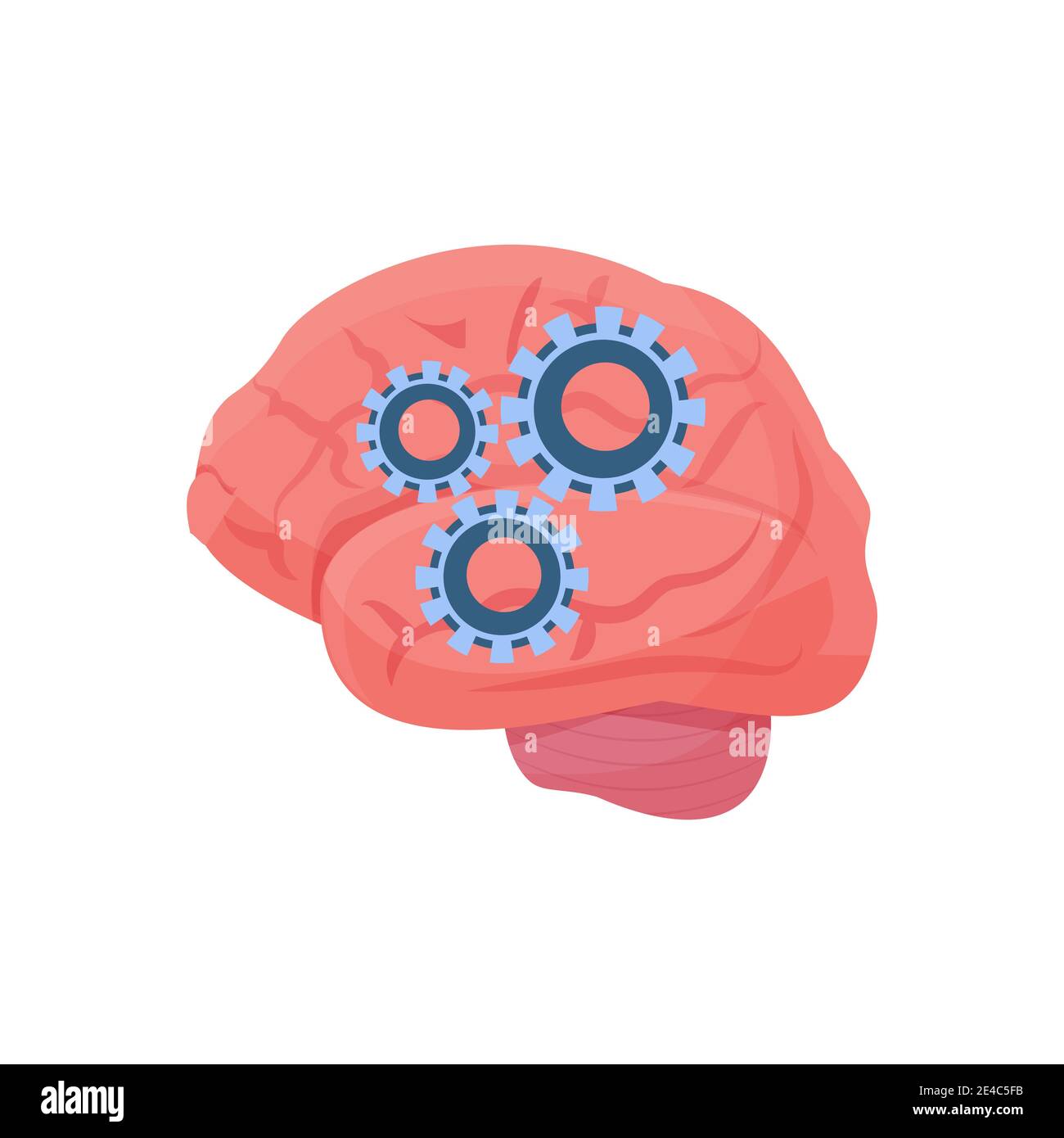 Brain human organ with cogwheels, productivity and mental health ...