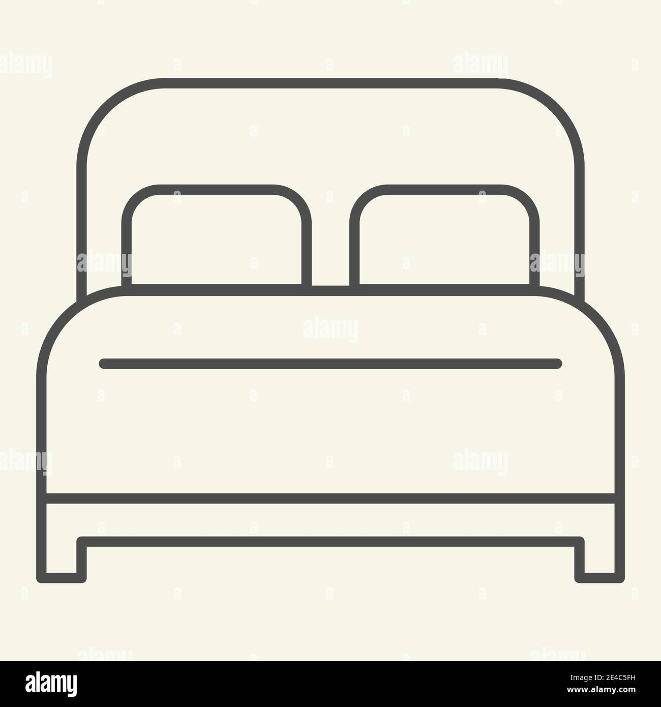 Double bed thin line icon. Hotel bedroom symbol, outline style ...