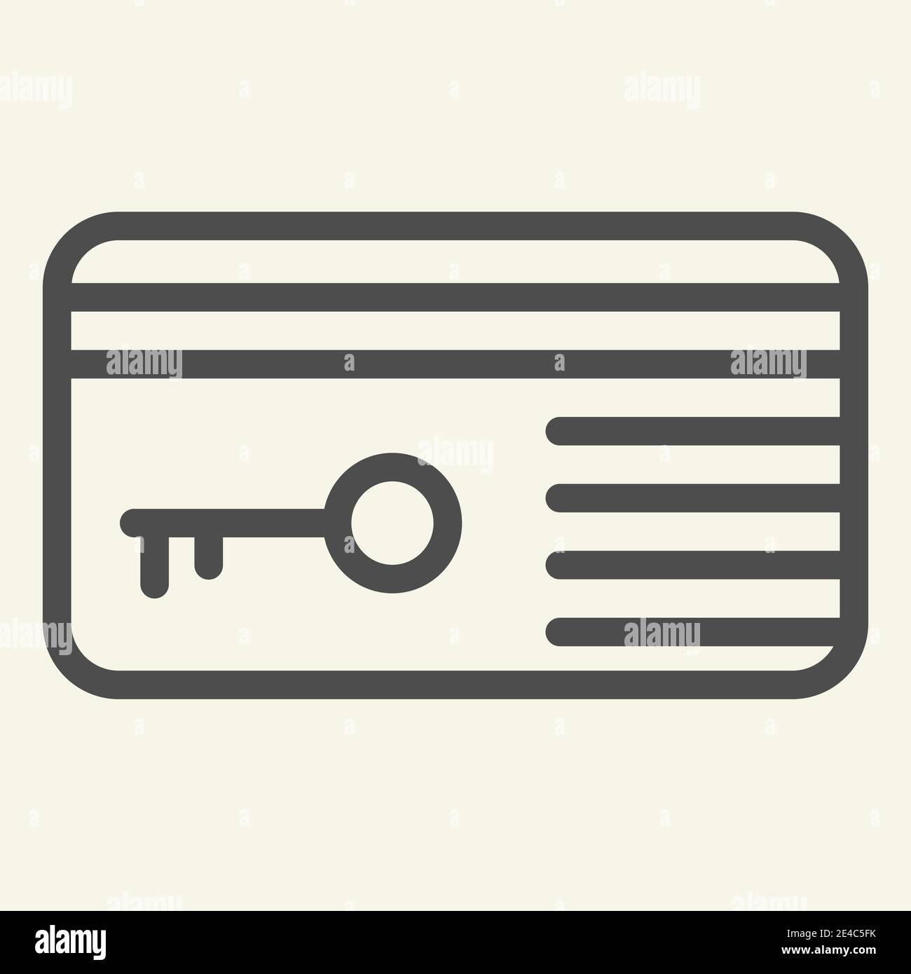 Key card line icon. Hotel electronic room keycard symbol, outline style ...