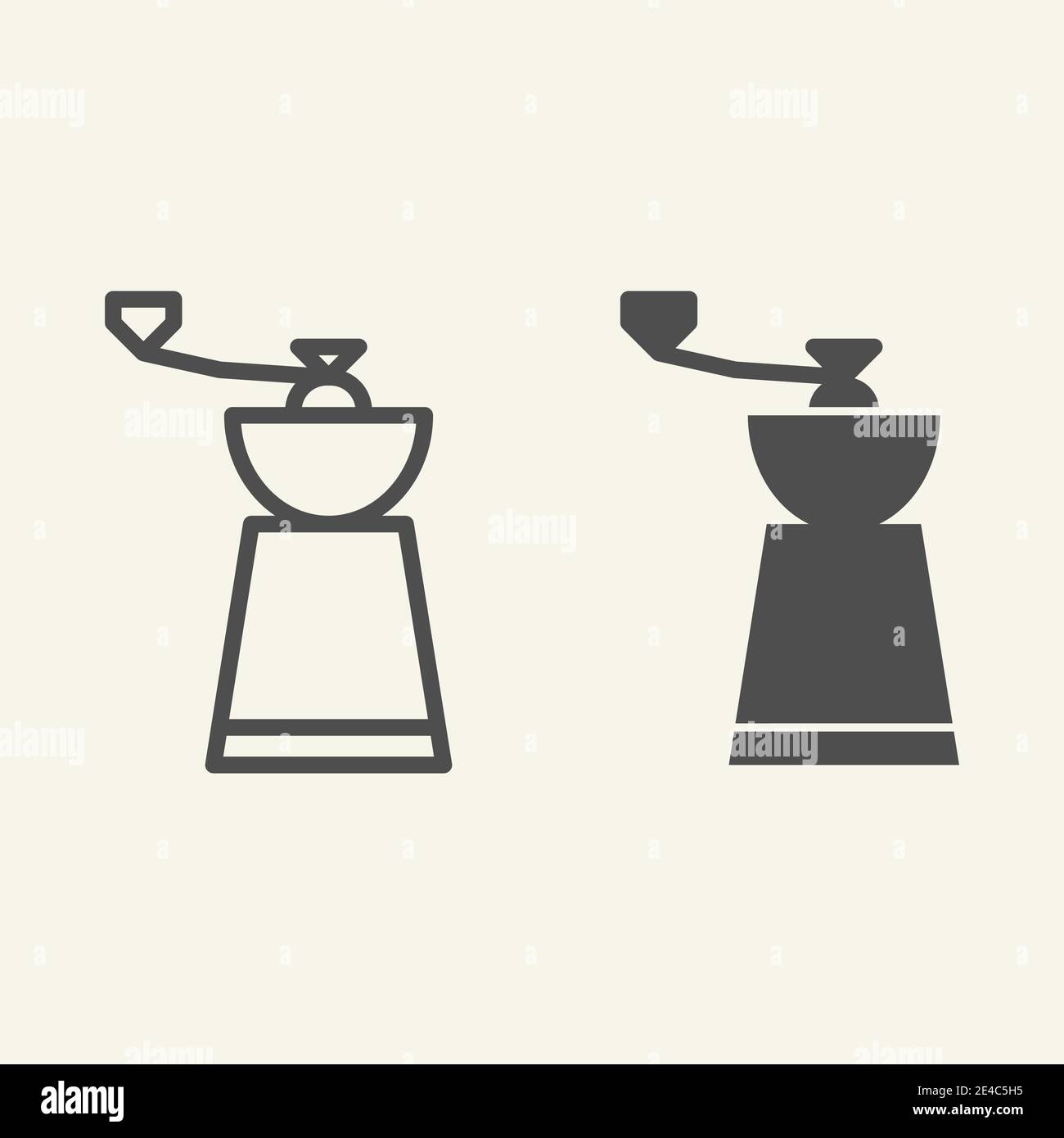 Coffee grinder line and solid icon. Coffee mill symbol, outline style ...