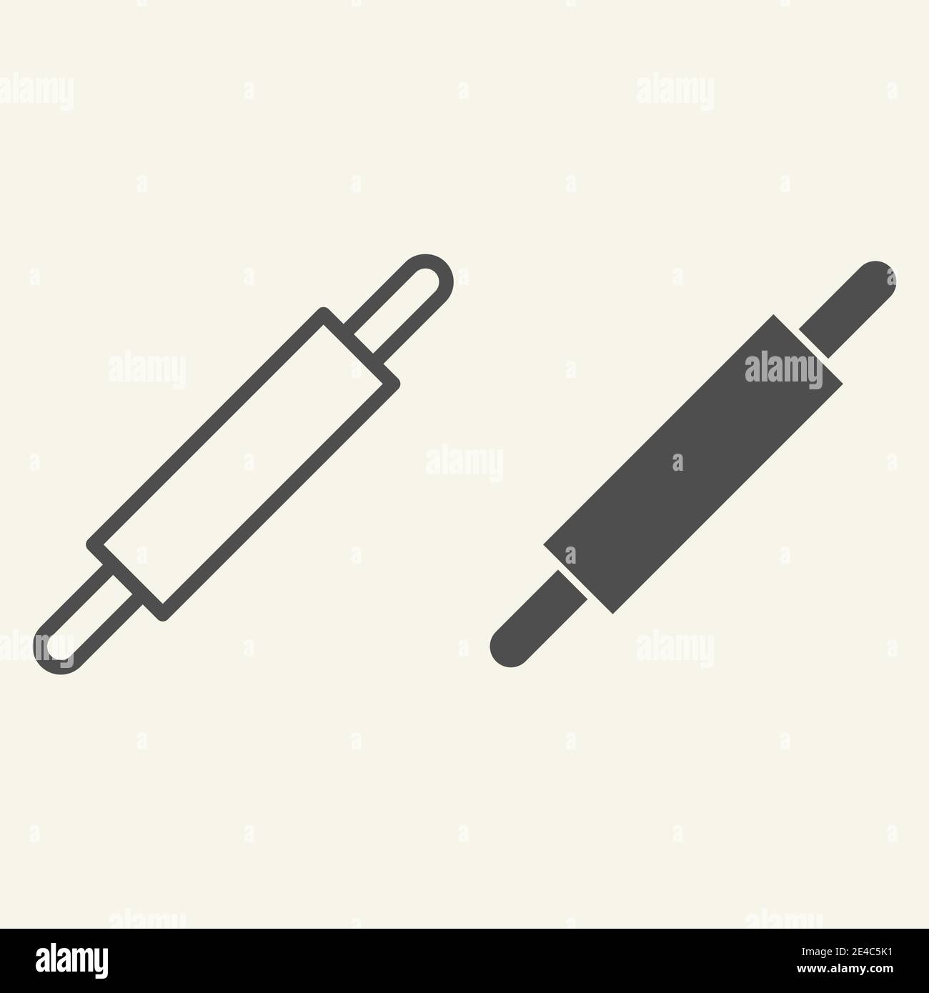 Rolling pin line and solid icon. Kitchen wooden roller symbol, outline ...