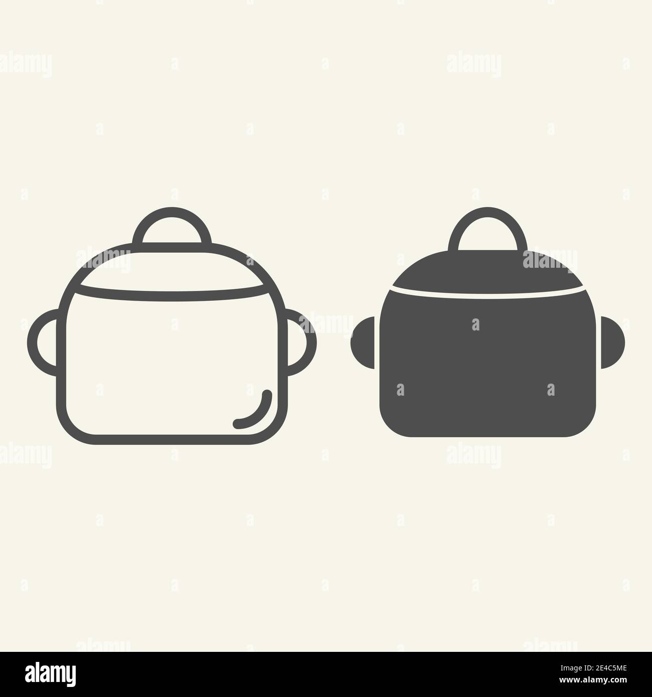 Pan line and solid icon. Steel saucepan symbol, outline style pictogram ...