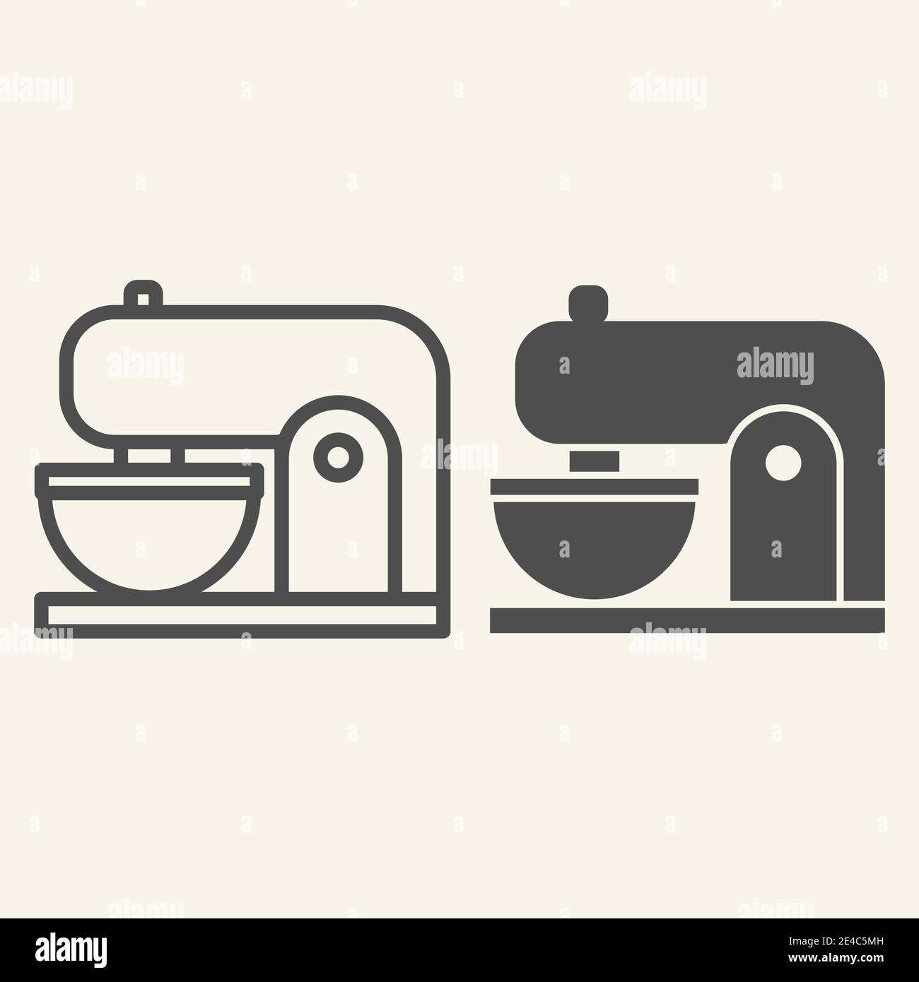 Coffee machine line and solid icon. Mixer with cup symbol, outline ...
