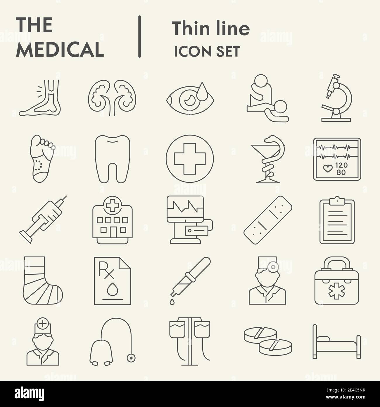 Medical thin line icon set, medicine symbols set collection or vector ...