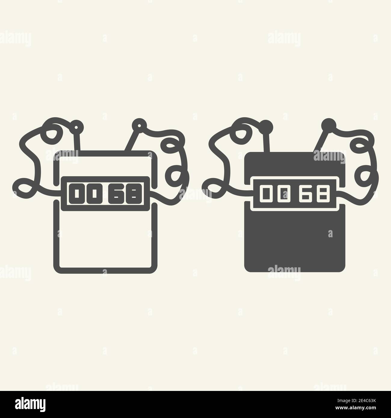 Timer bomb line and glyph icon. Clock bomb vector illustration isolated ...