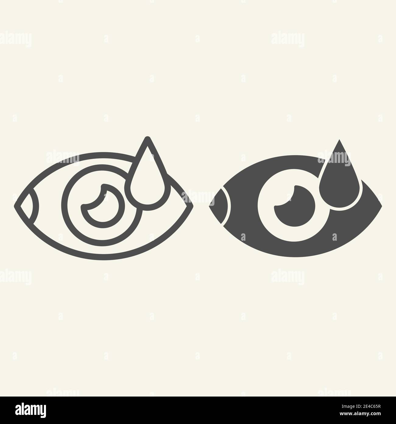 Eye with water drop line and solid icon. Human vision outline style ...