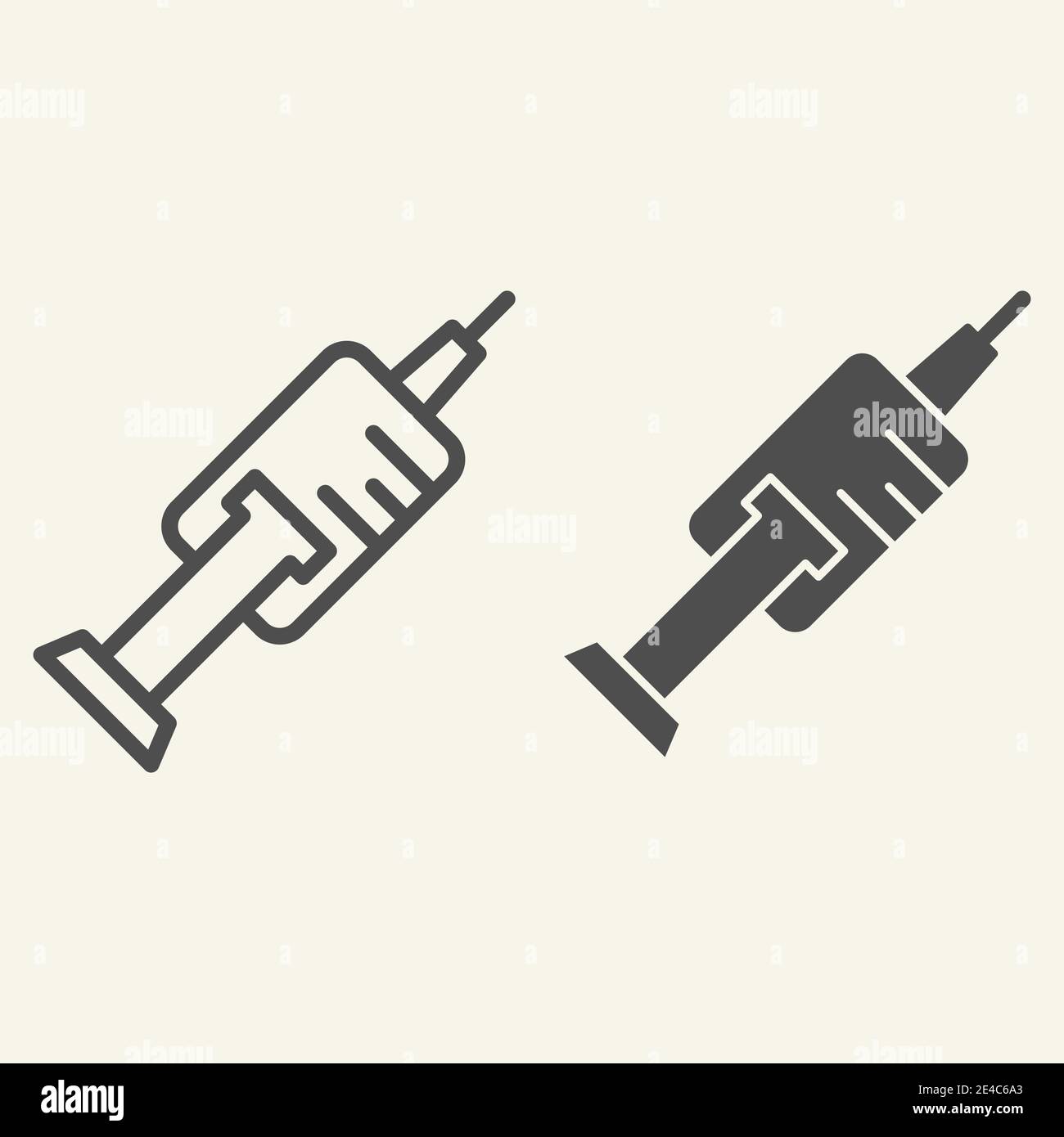 Syringe line and solid icon. Vaccination or injection outline style ...