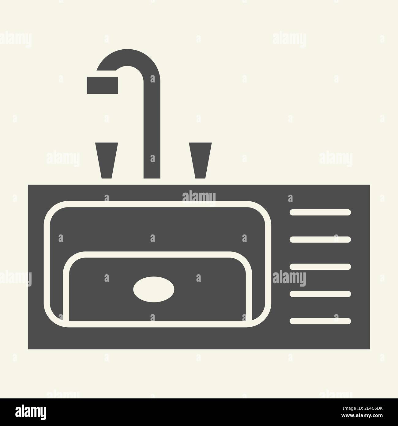 Kitchen Washbasin solid icon. Metal sink with tap symbol, glyph style ...