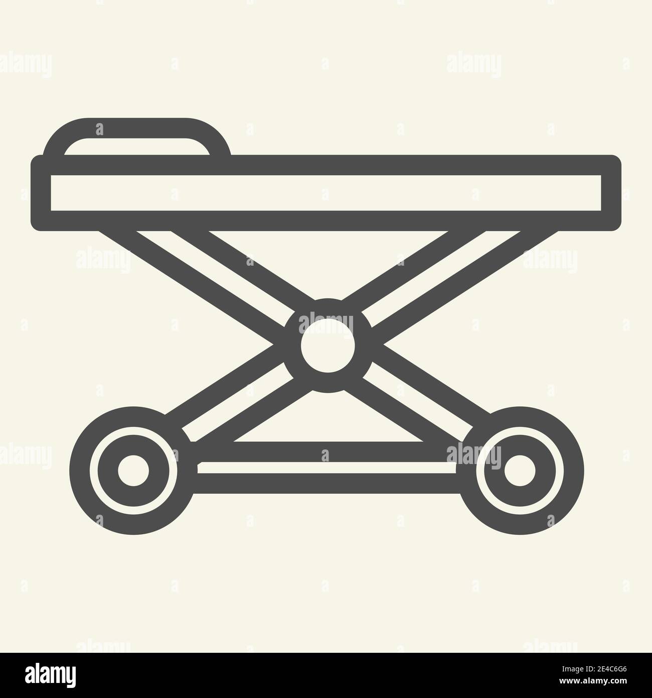 Stretcher line icon. Disabled patient transfer bed outline style ...