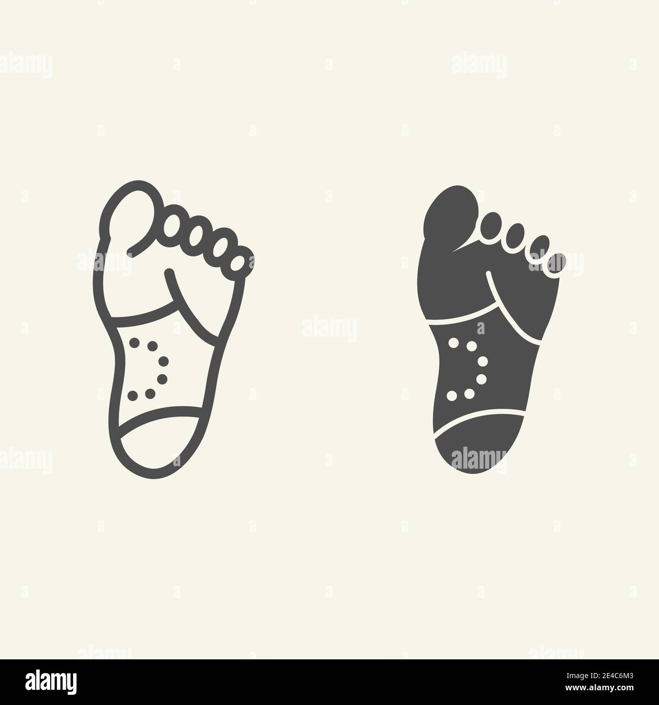 Feet pain line and solid icon. Gout outline style pictogram on white ...