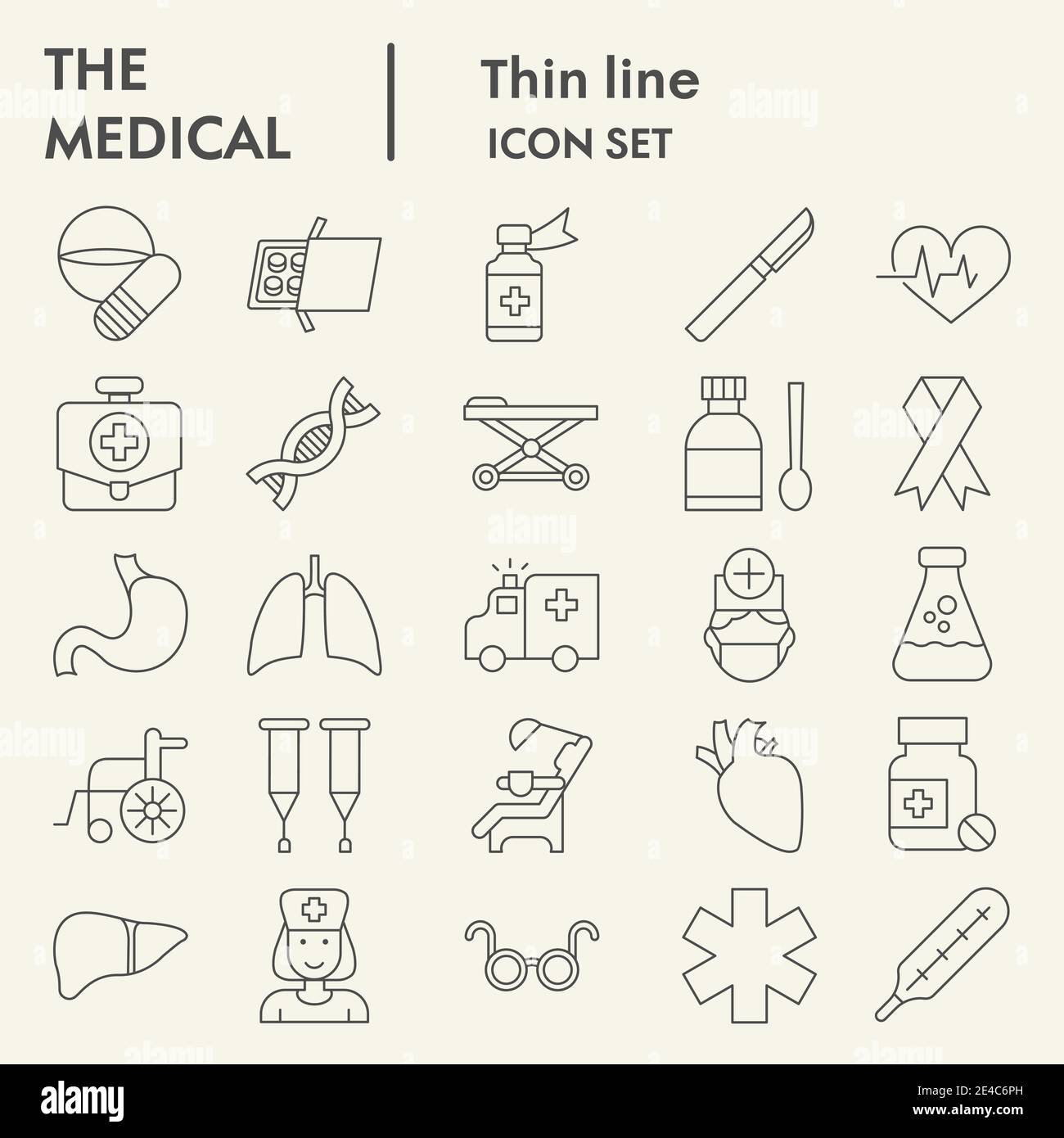Medical thin line icon set, Health symbols set collection or vector ...