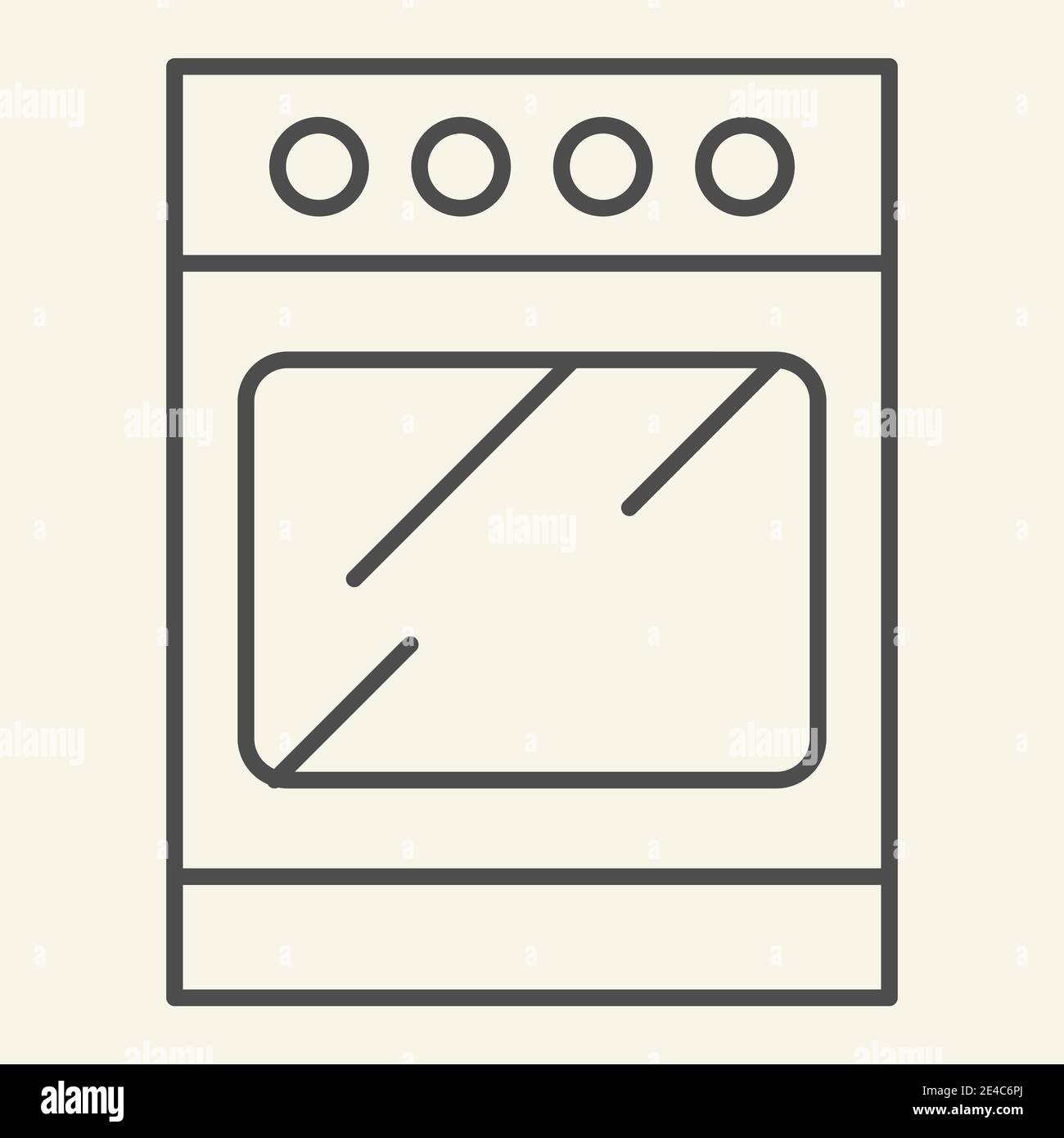 Stove thin line icon. Oven symbol, outline style pictogram on beige ...