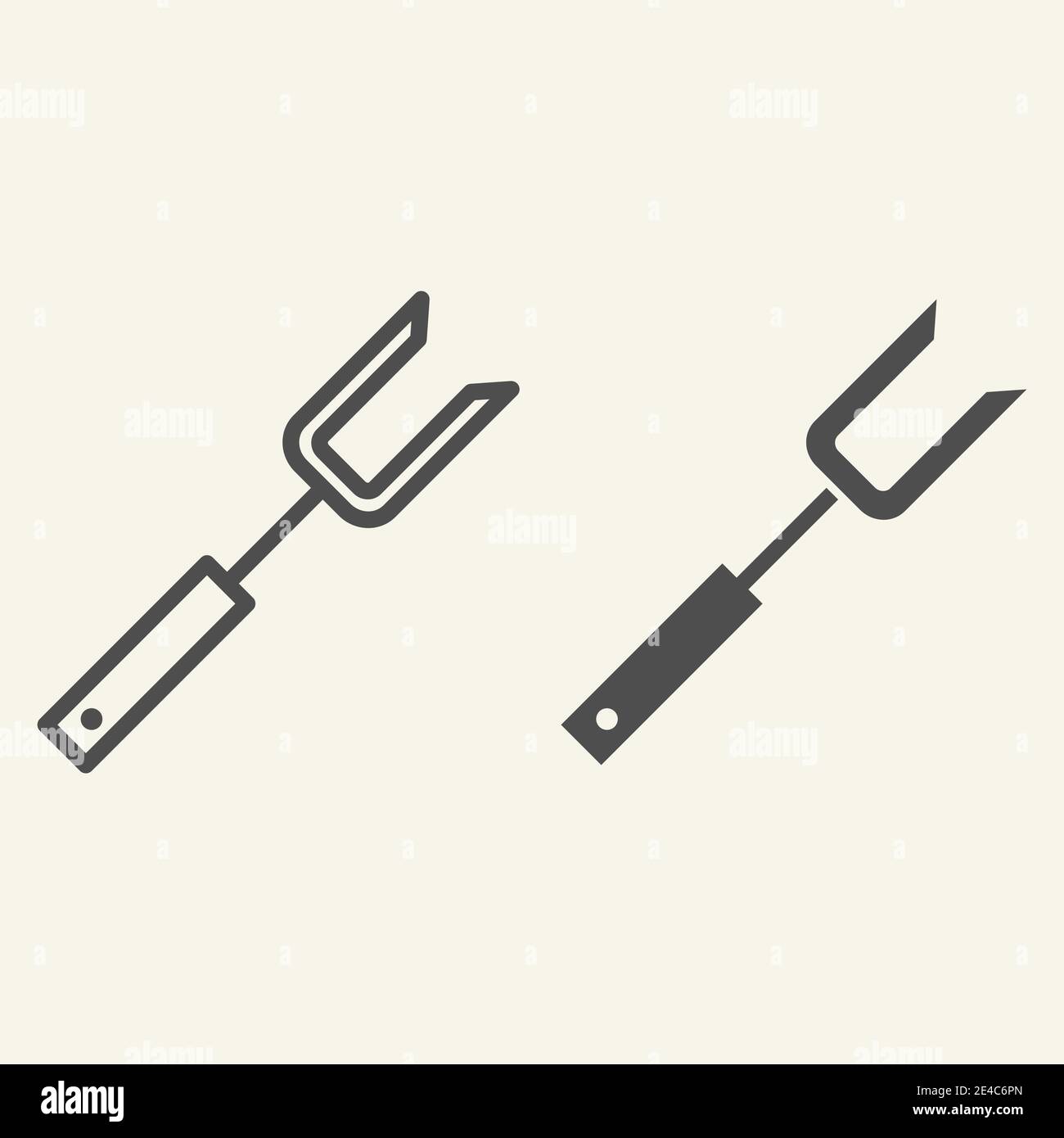 Grill Fork line and solid icon. Barbecue steel fork symbol, outline ...