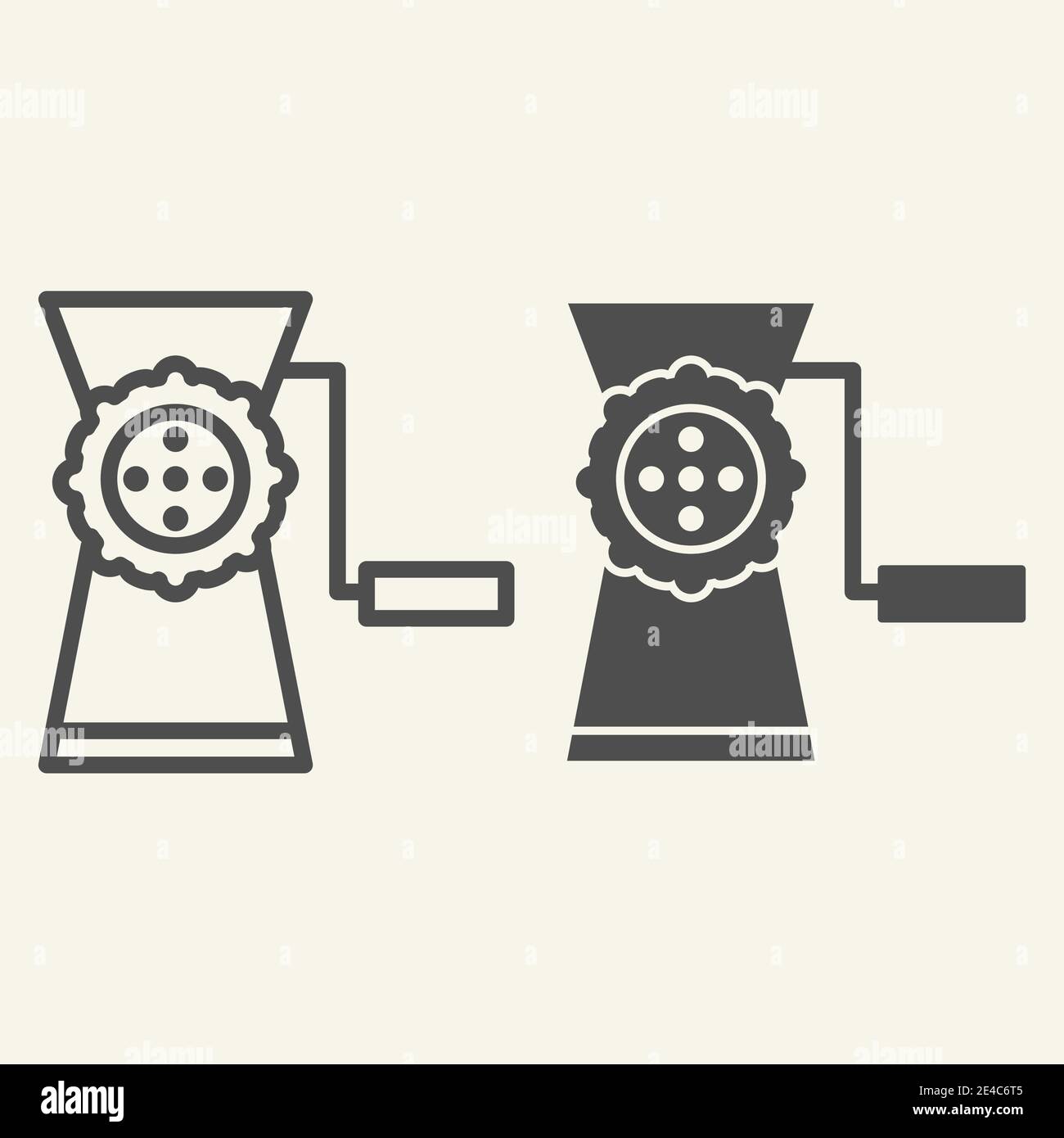 Meat grinder line and solid icon. Manual mincer symbol, outline style ...