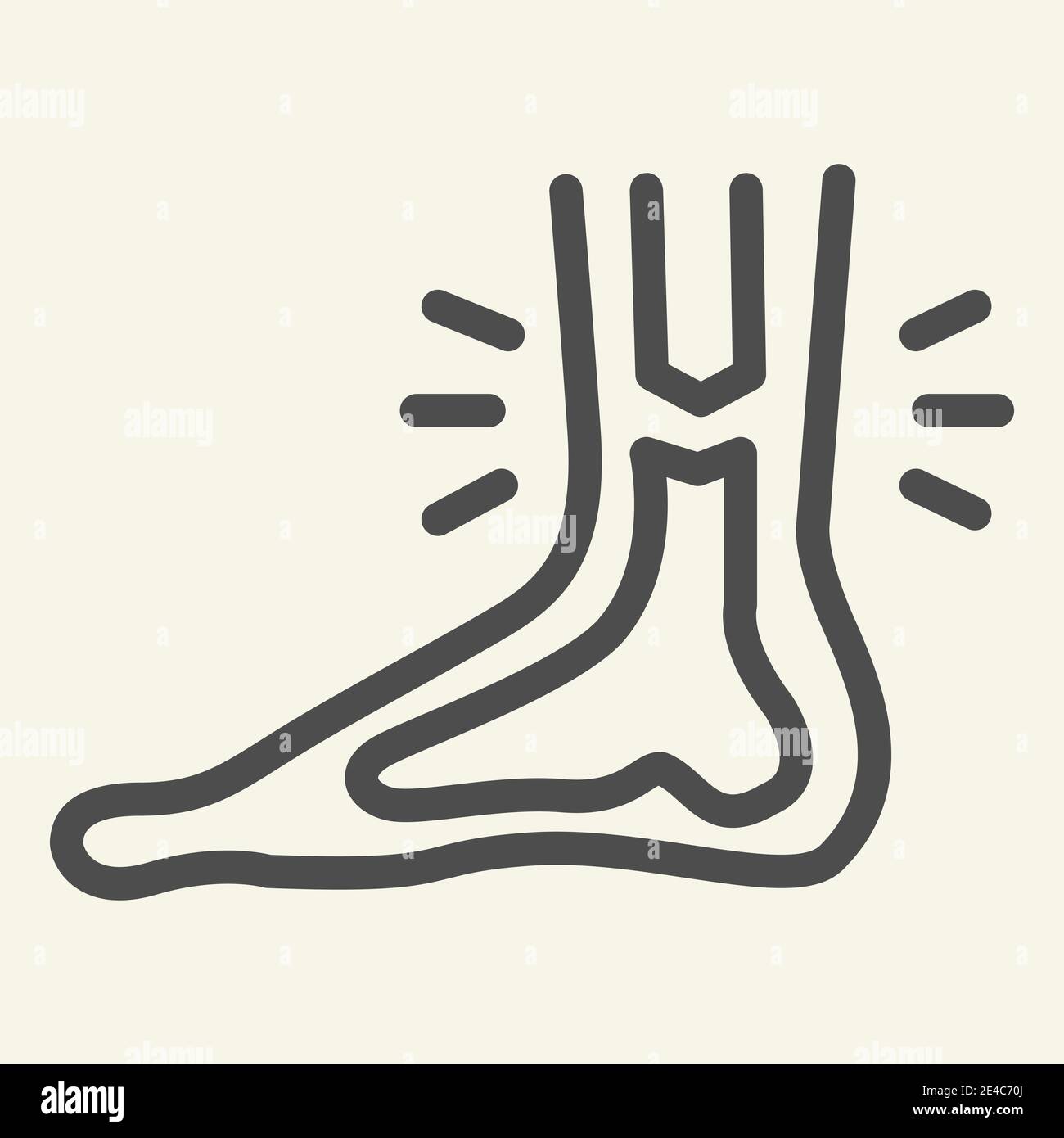 Leg ankle pain line icon. Foot joint bones injury outline style ...
