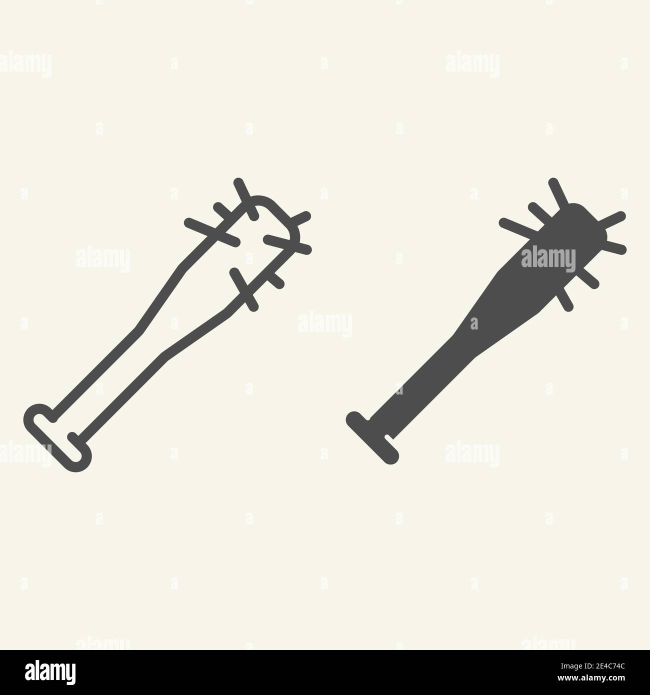 Baseball bat with thorns line and glyph icon. Weapon vector ...
