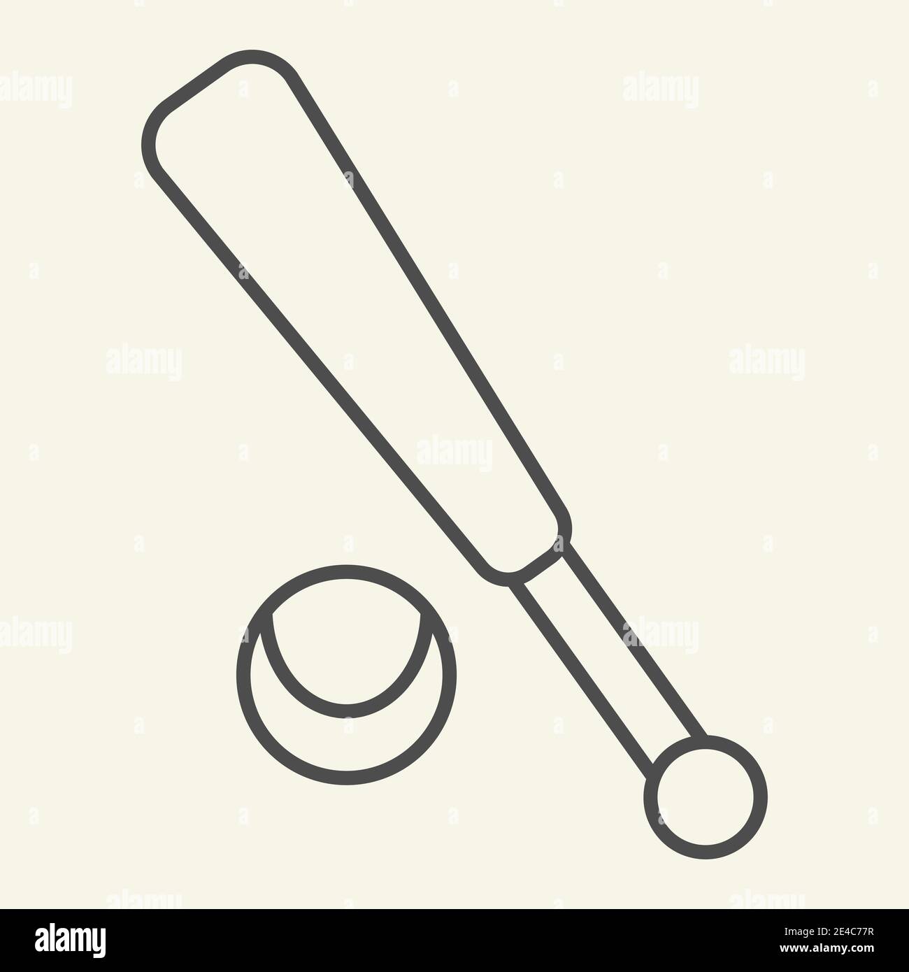 Baseball thin line icon. Sports bat and ball outline style pictogram on ...