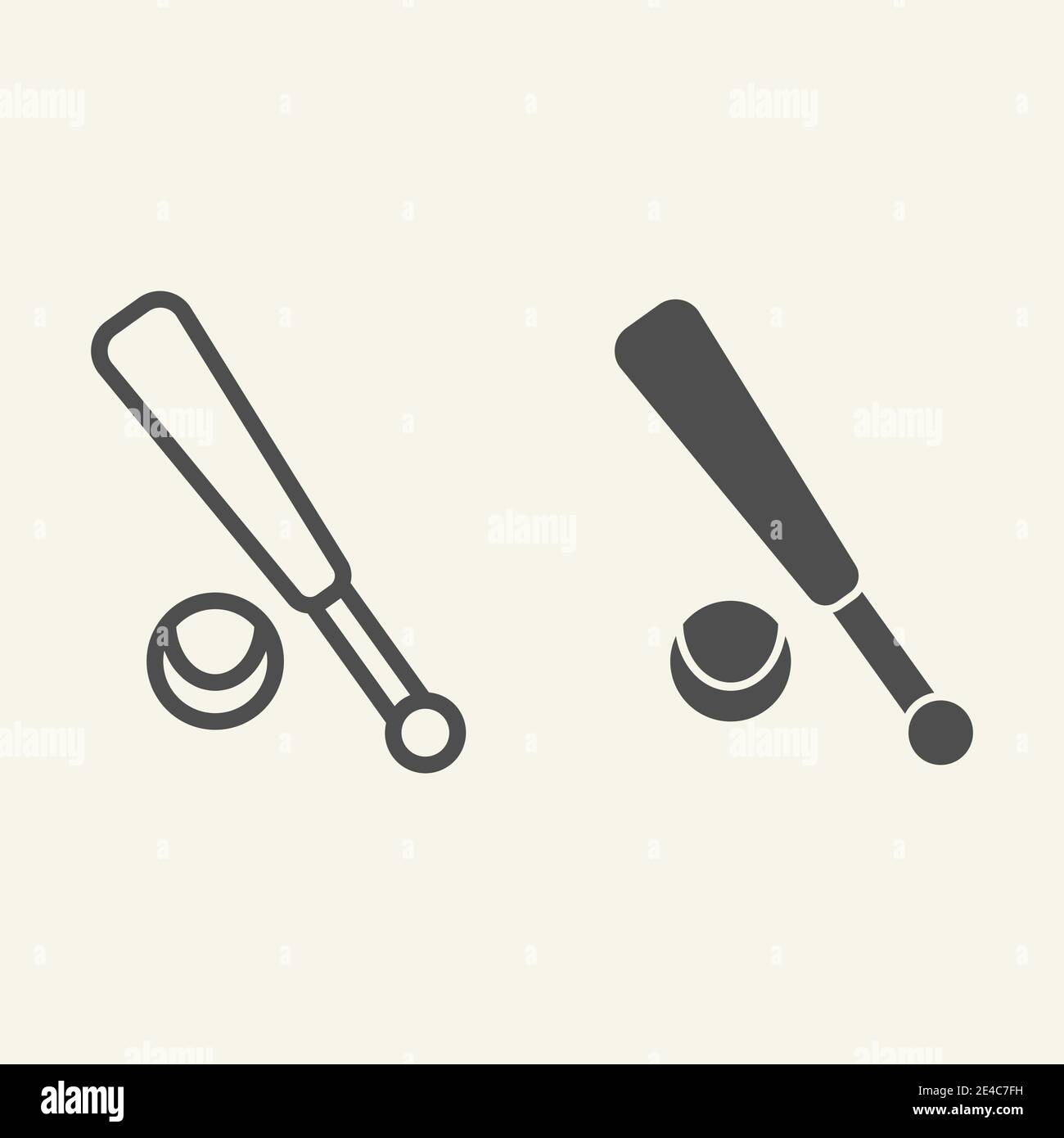Baseball line and solid icon. Sports bat and ball outline style ...