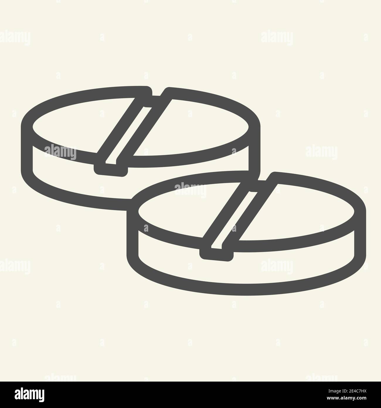 Pills line icon. Round medical drugs outline style pictogram on white ...