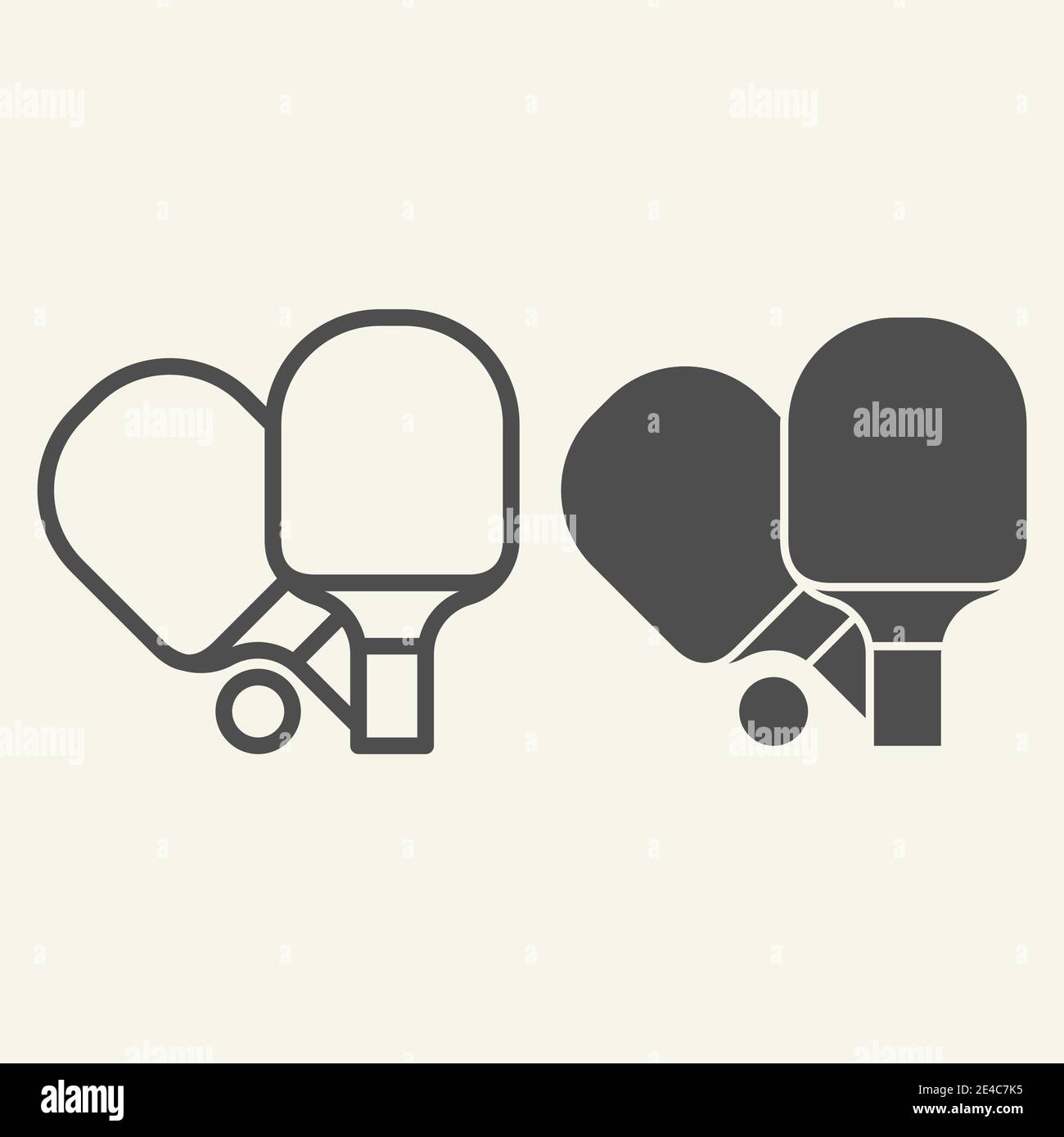 Table tennis rackets line and solid icon. Two racket for playing tennis ...