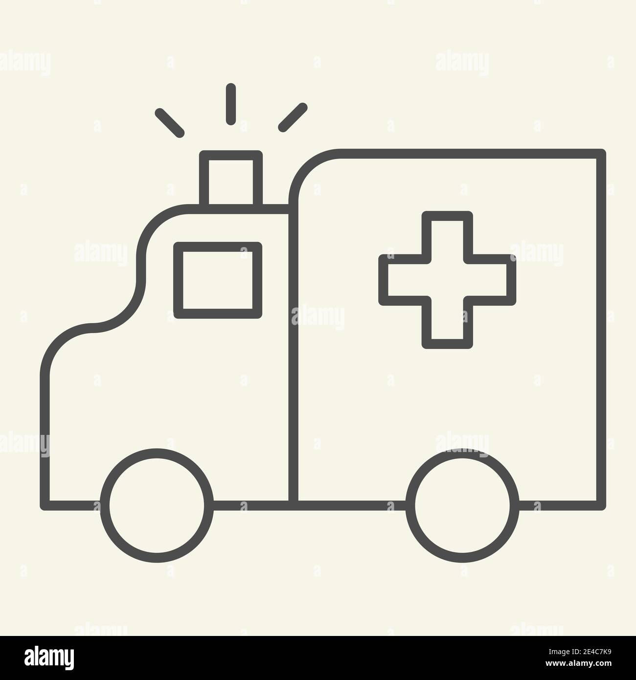 Ambulance thin line icon. Hospital car outline style pictogram on white ...
