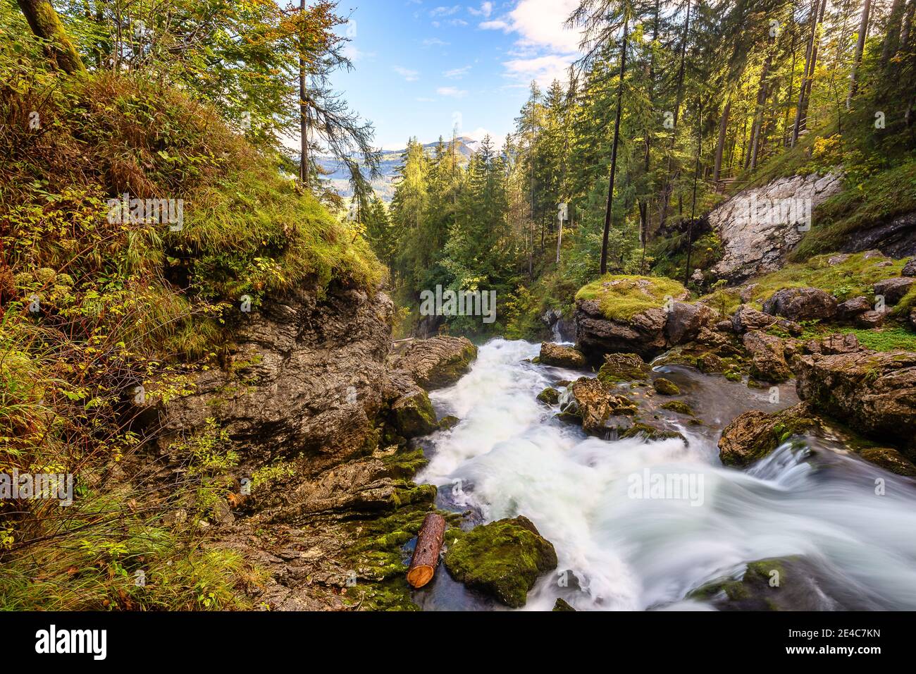 The Gollinger Waterfall and surrounding area in Golling, Austria Stock ...