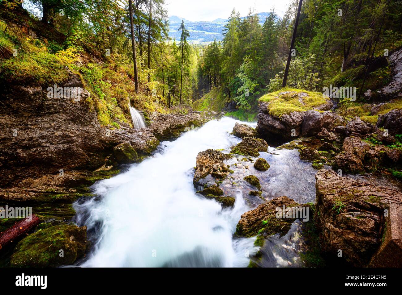 The Gollinger Waterfall and surrounding area in Golling, Austria Stock ...
