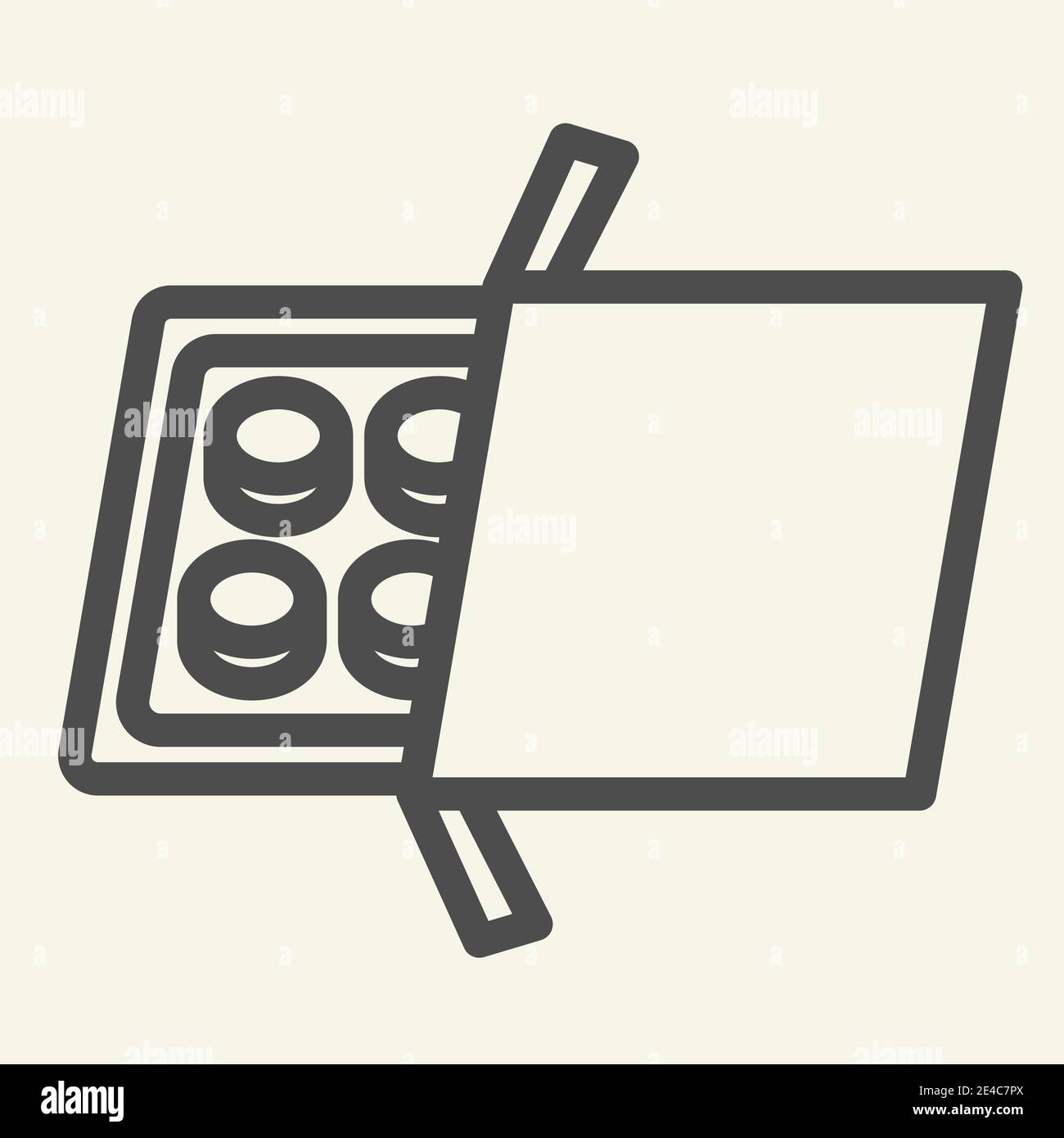 Pills plate line icon. Medicine round tablets pack outline style ...