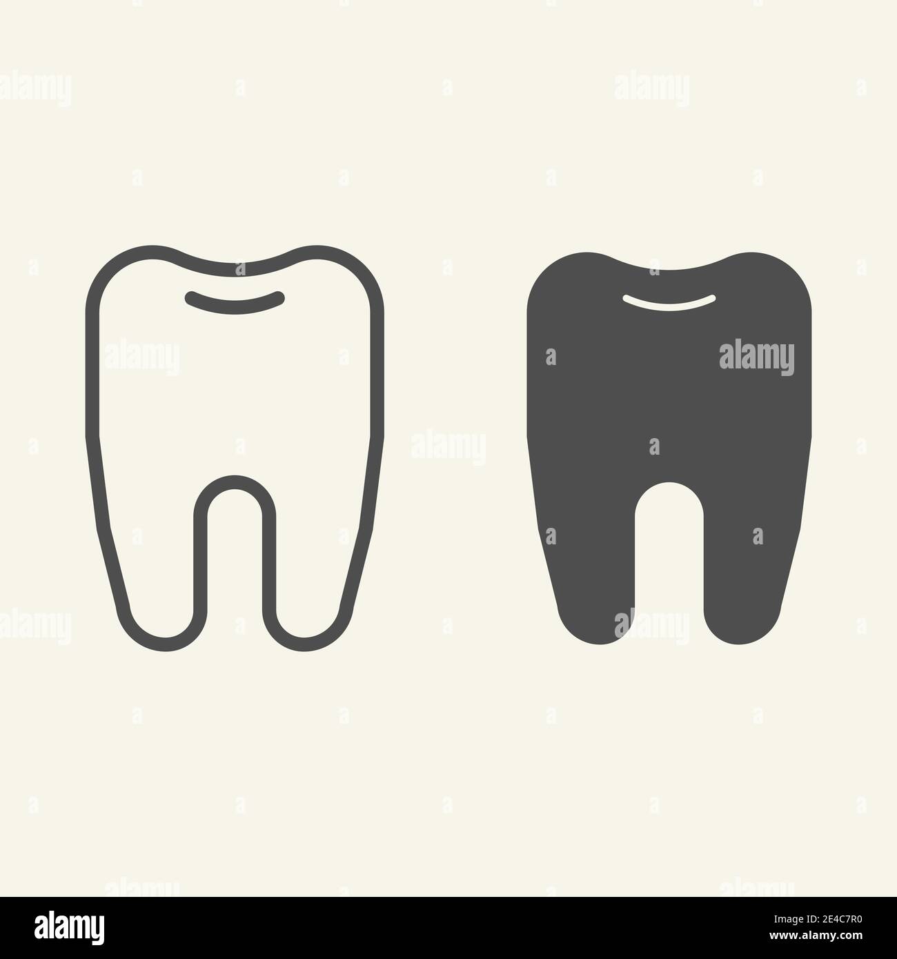 Tooth line and solid icon. Dentistry or stomatology logo outline style ...