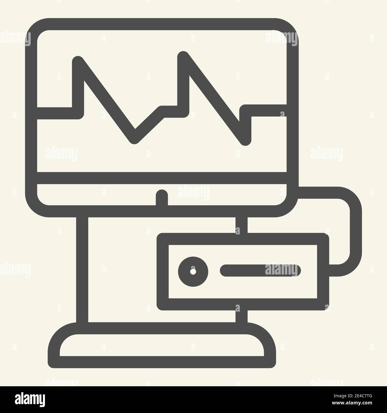 Cardiograph line icon. Electrocardiogram on monitor outline style ...