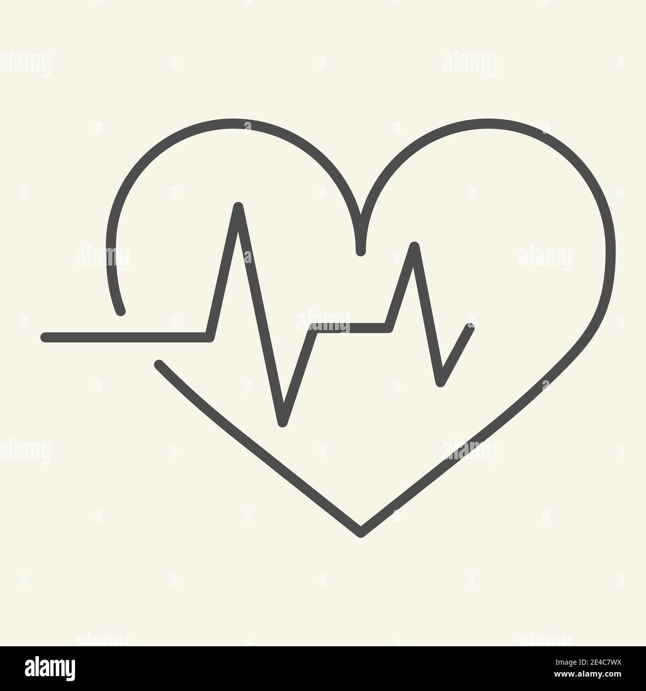 Heart beat thin line icon. Cardiogram life line outline style pictogram ...