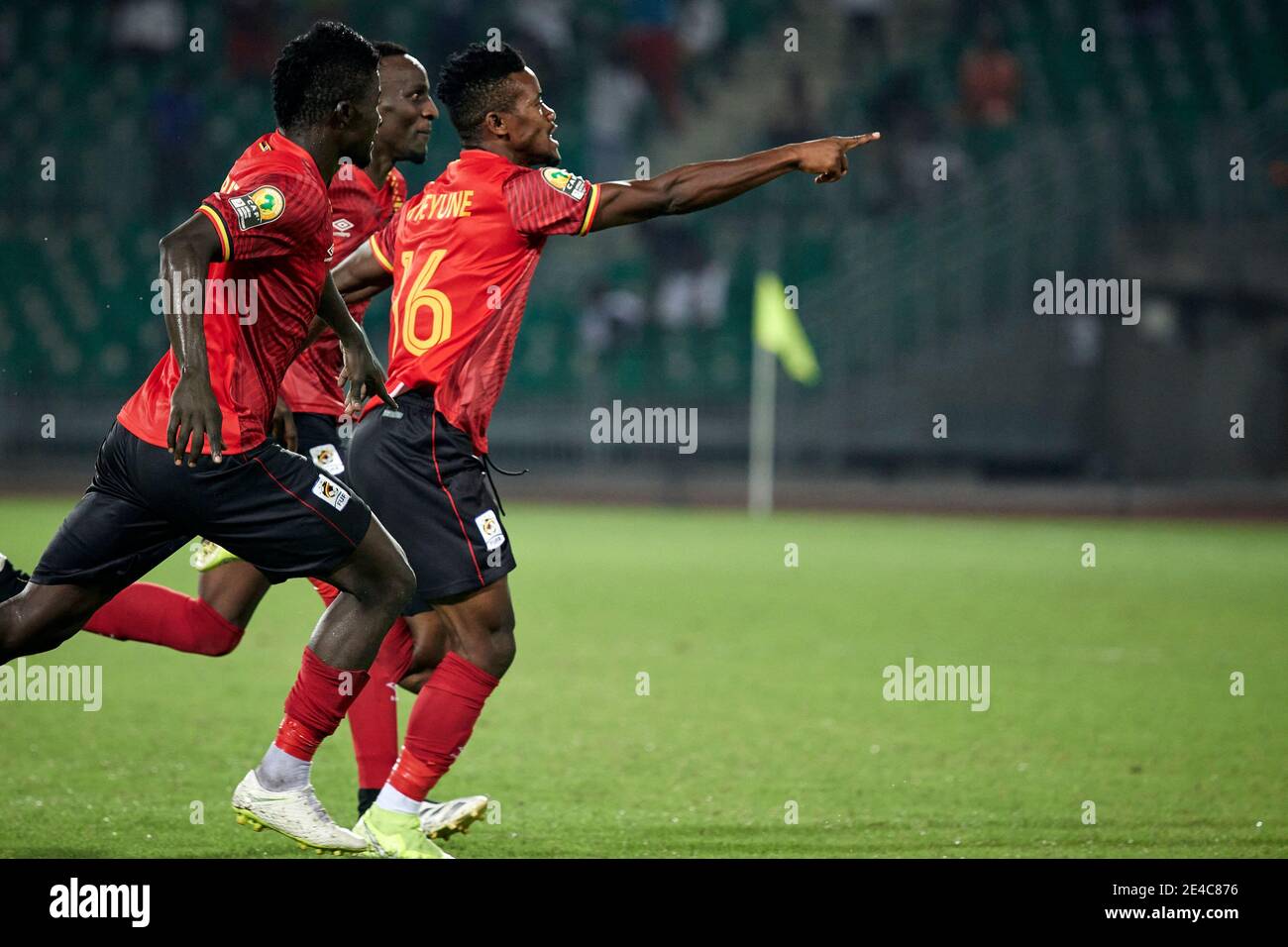 Douala, Cameroon. 22 Jan 2021. Saidi Kyeyune (16, Uganda) celebrates ...
