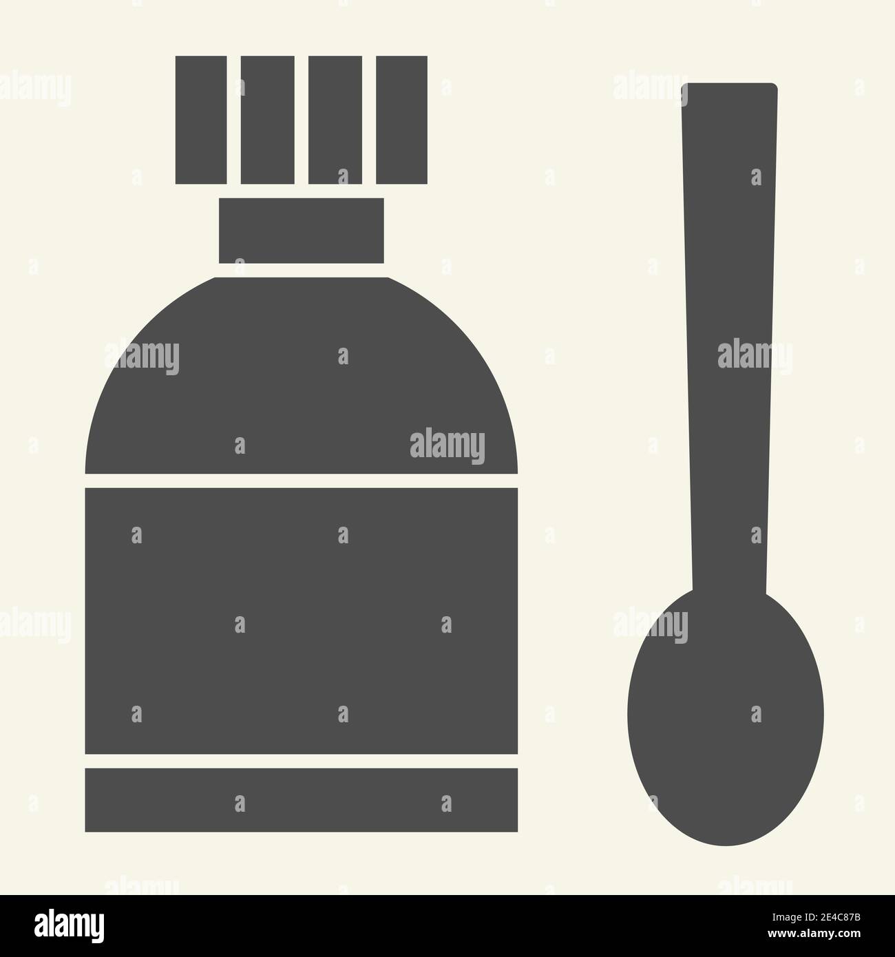 Medical Syrup solid icon. Medicine bottle and measuring spoon glyph ...