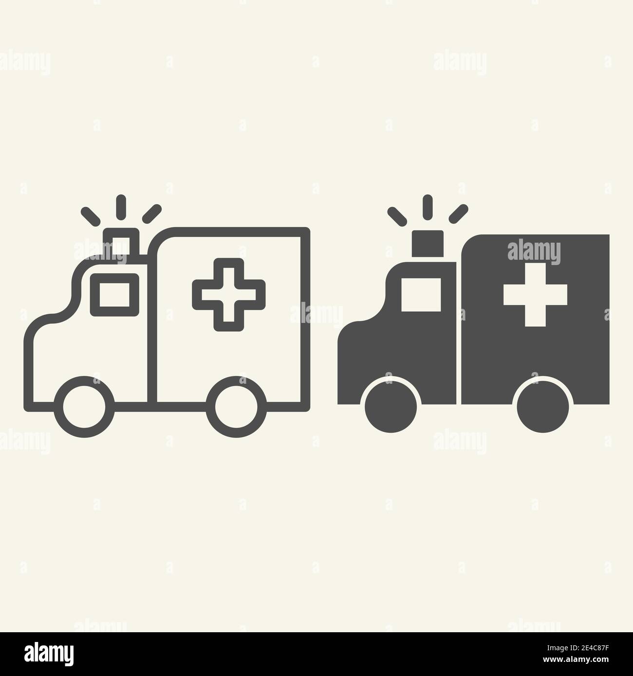 Ambulance line and solid icon. Hospital car outline style pictogram on ...